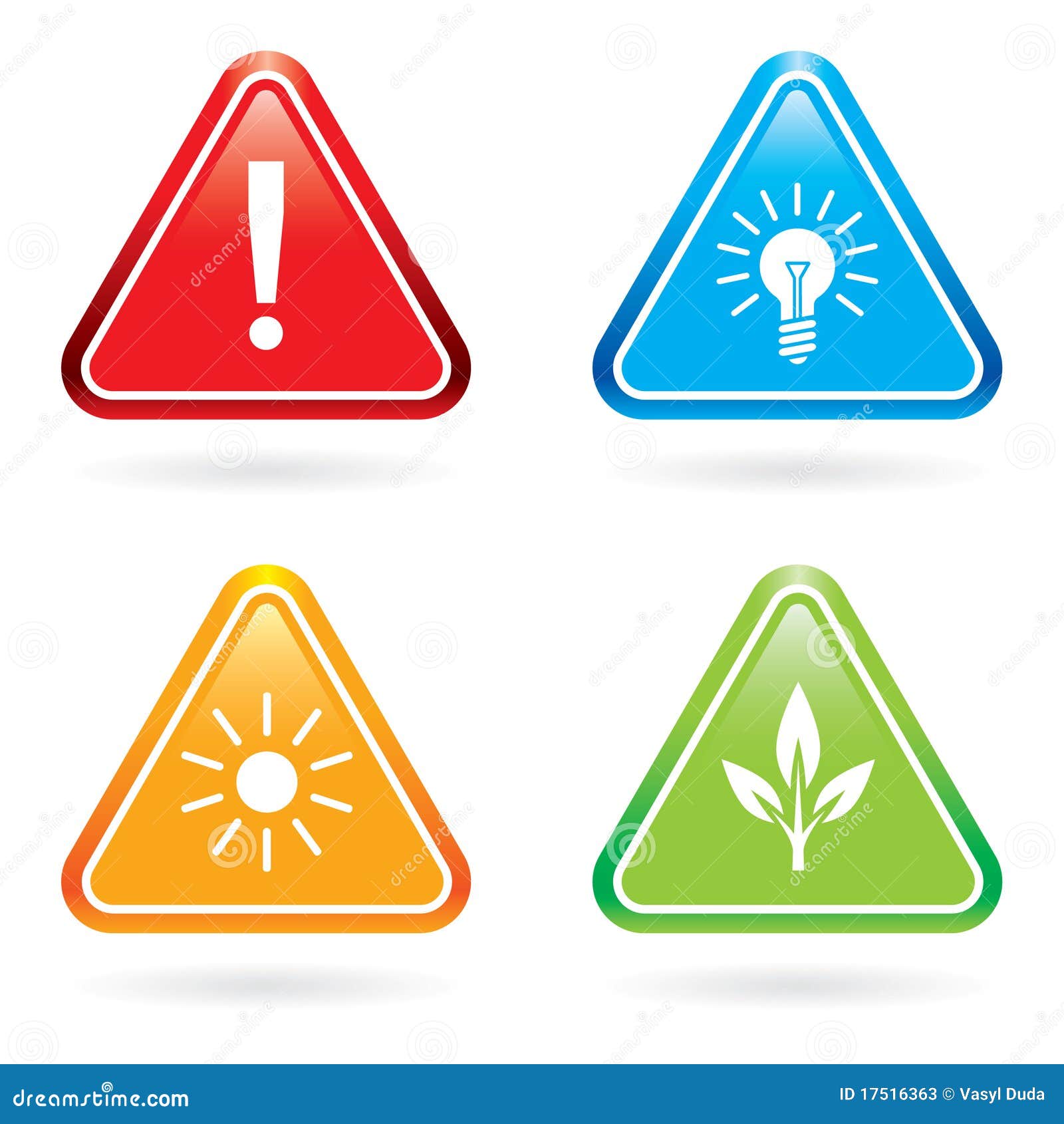 Triangle signs or icons. stock vector. Illustration of lamp - 17516363