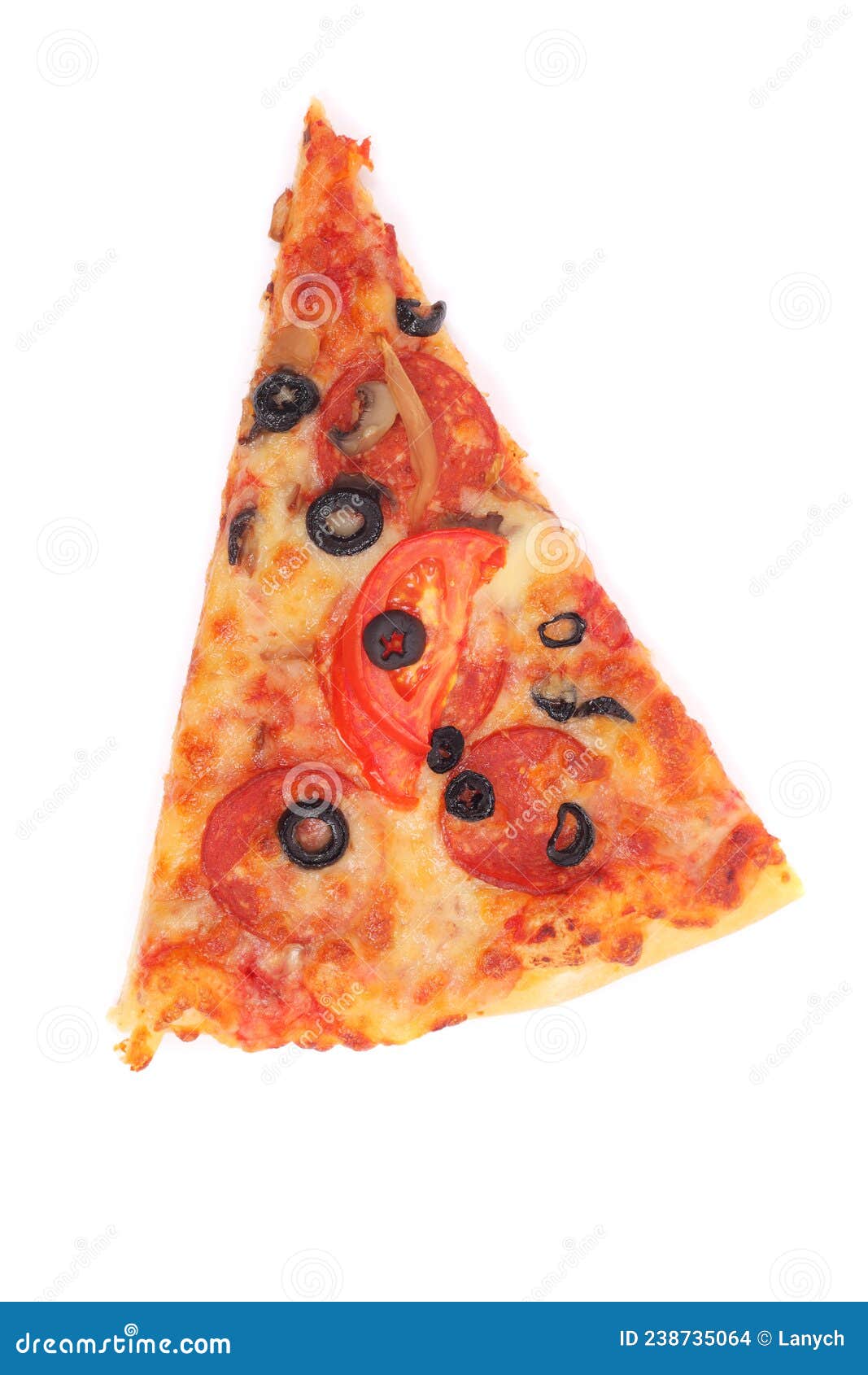 Triangle Slice of Pizza Isolated on White Stock Photo - Image of meal ...