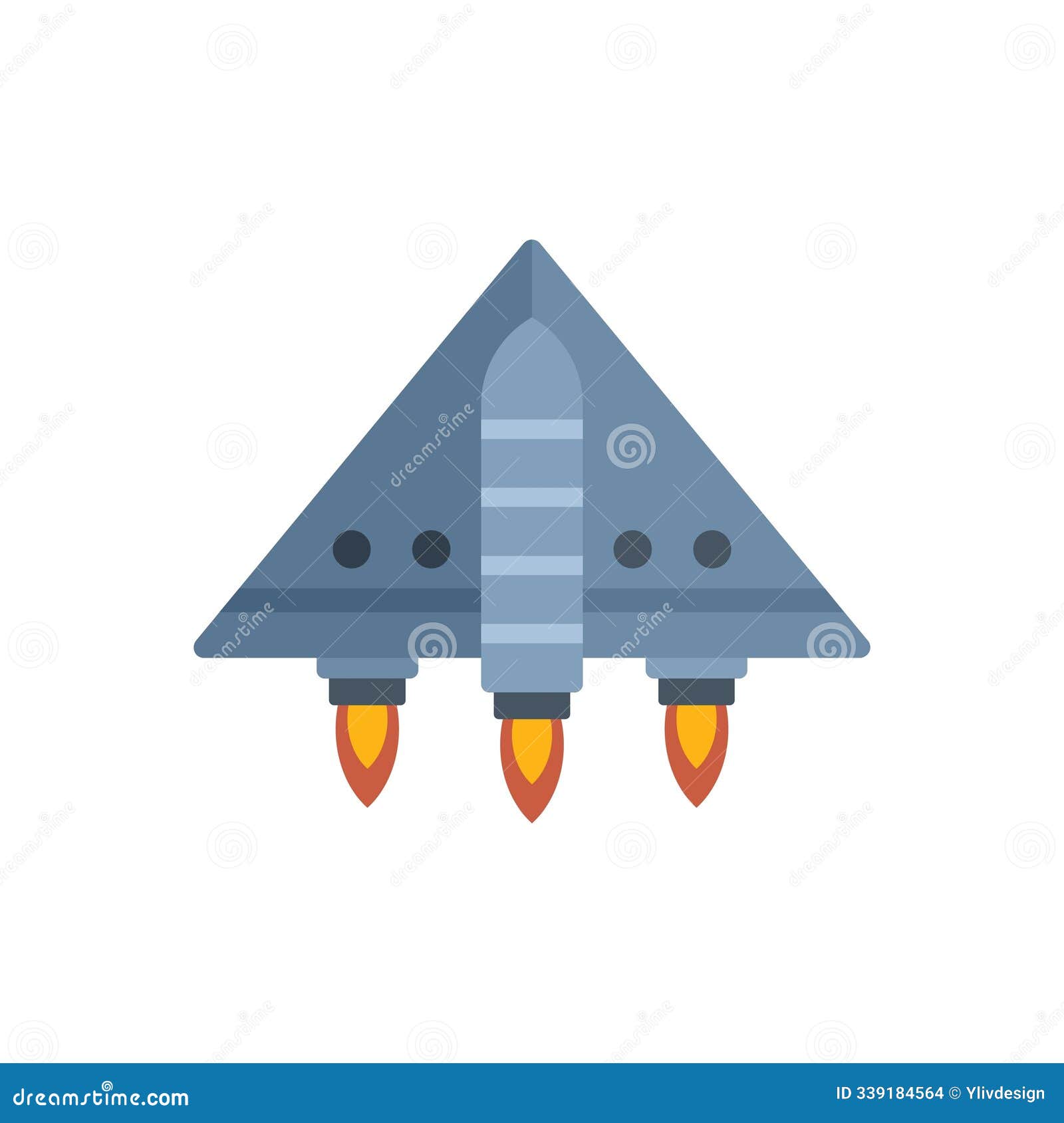 Triangle Spaceship Flying with Three Engines Burning Fuel Stock Vector ...