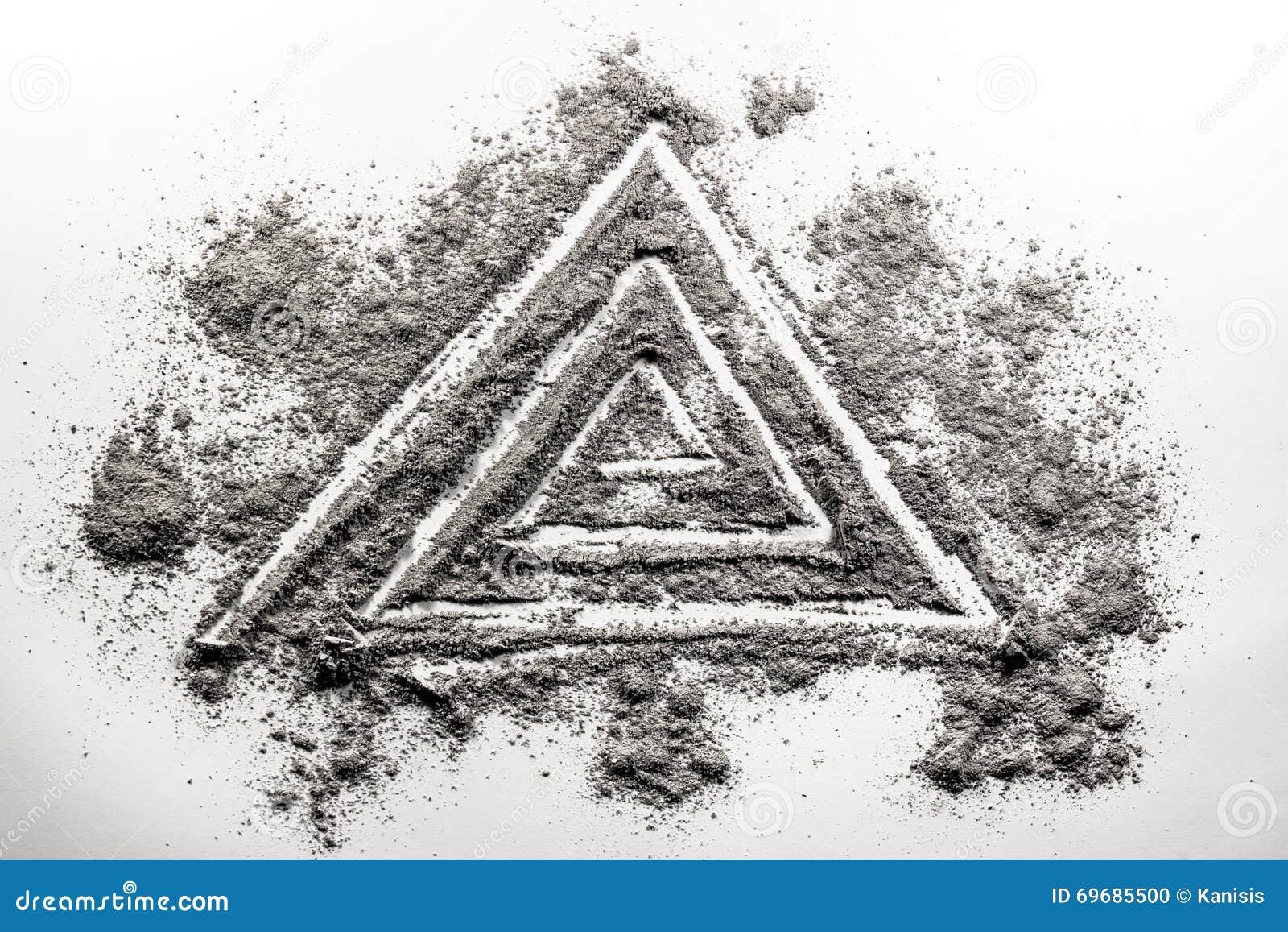 Triangle Spiral Shape Drawing Made in Ash Stock Photo - Image of burst ...