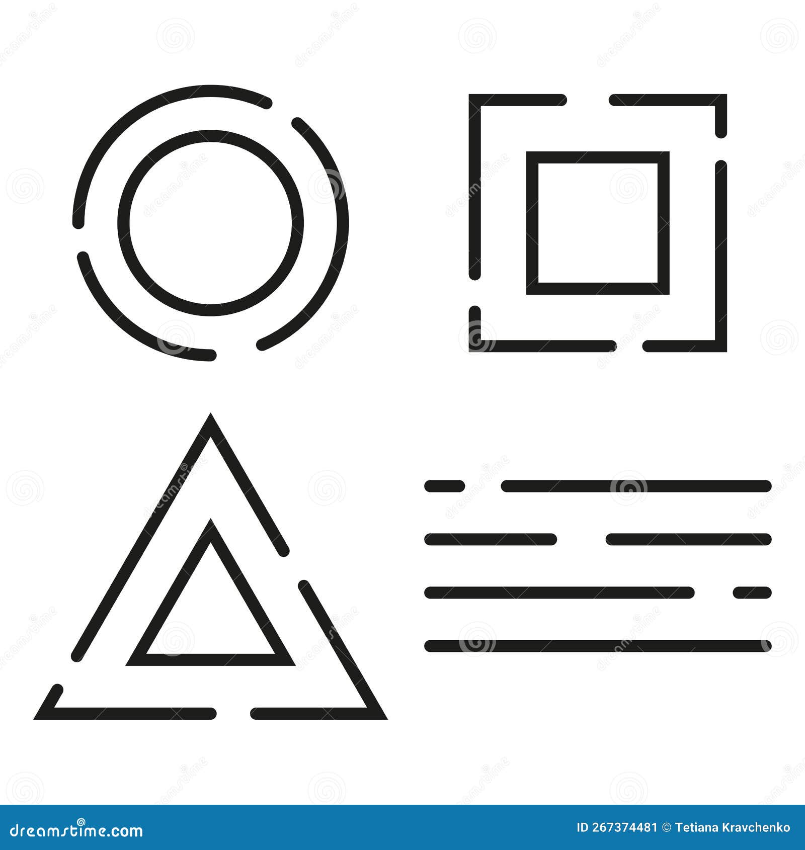 Triangle Square Circle on Dashed. Abstract Geometric Texture. Dynamic ...