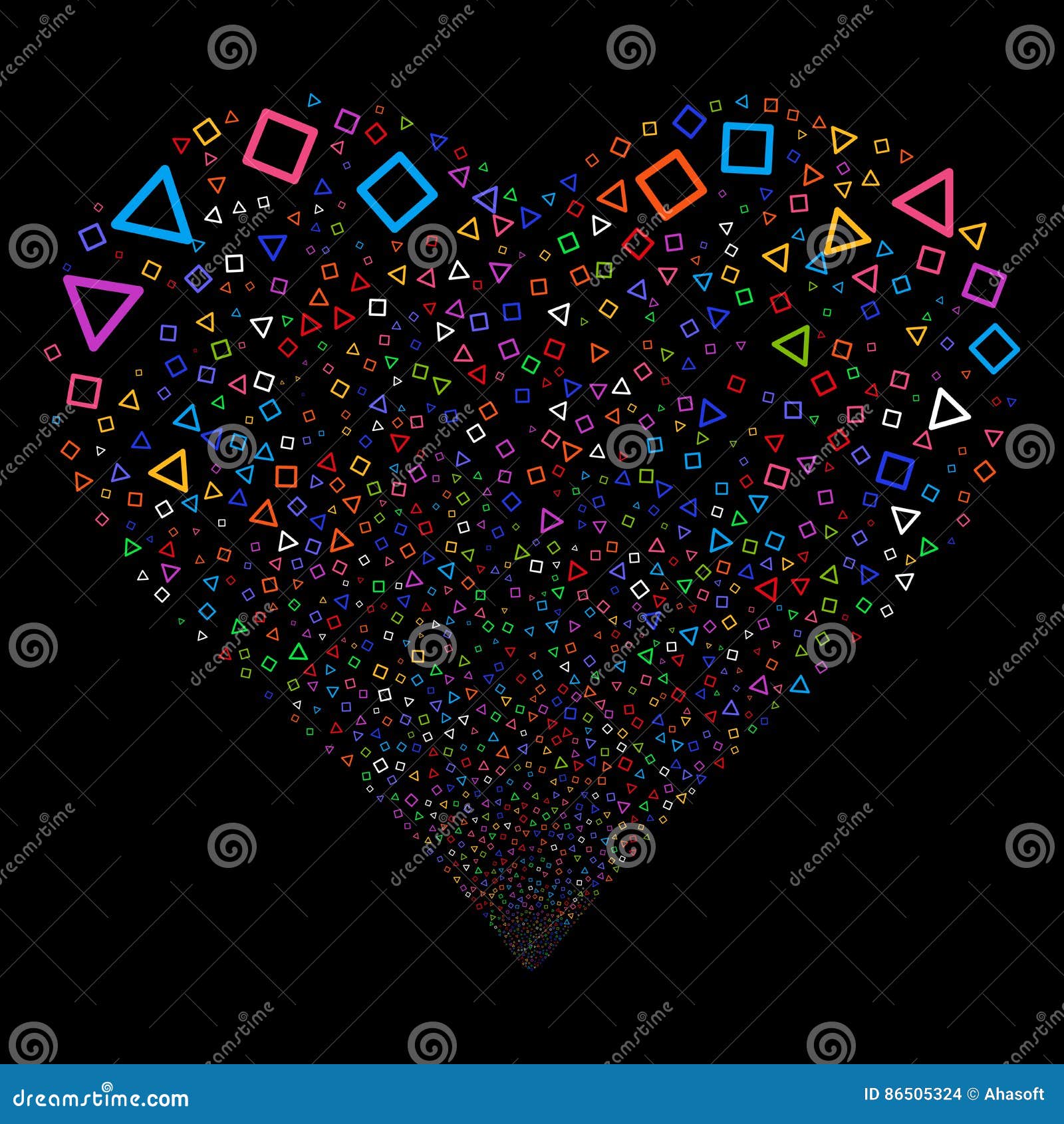 Triangle and Square Frames Fireworks Heart Stock Vector - Illustration ...