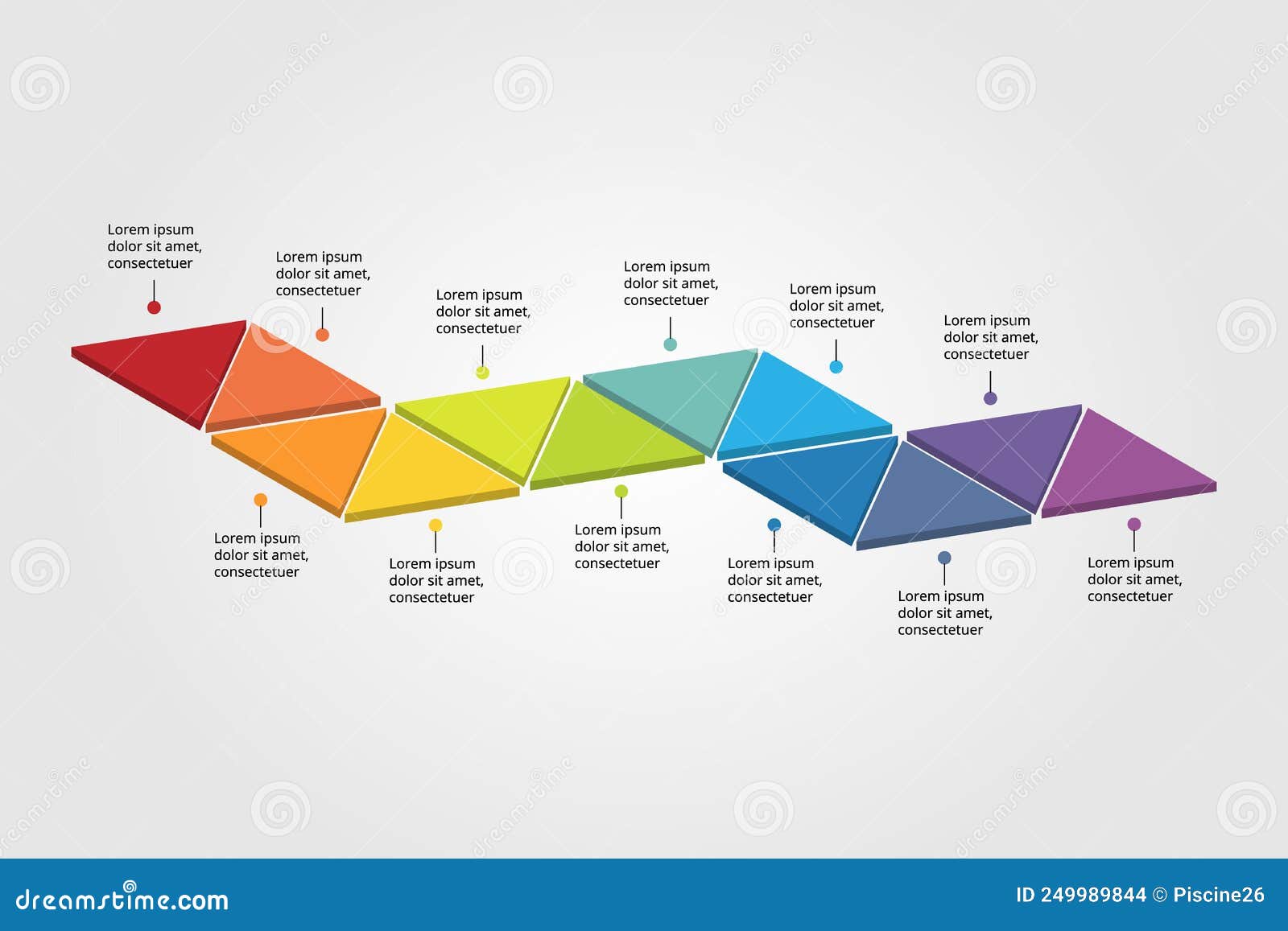 Triangle Step Template for Infographic for Presentation for 12 Element ...