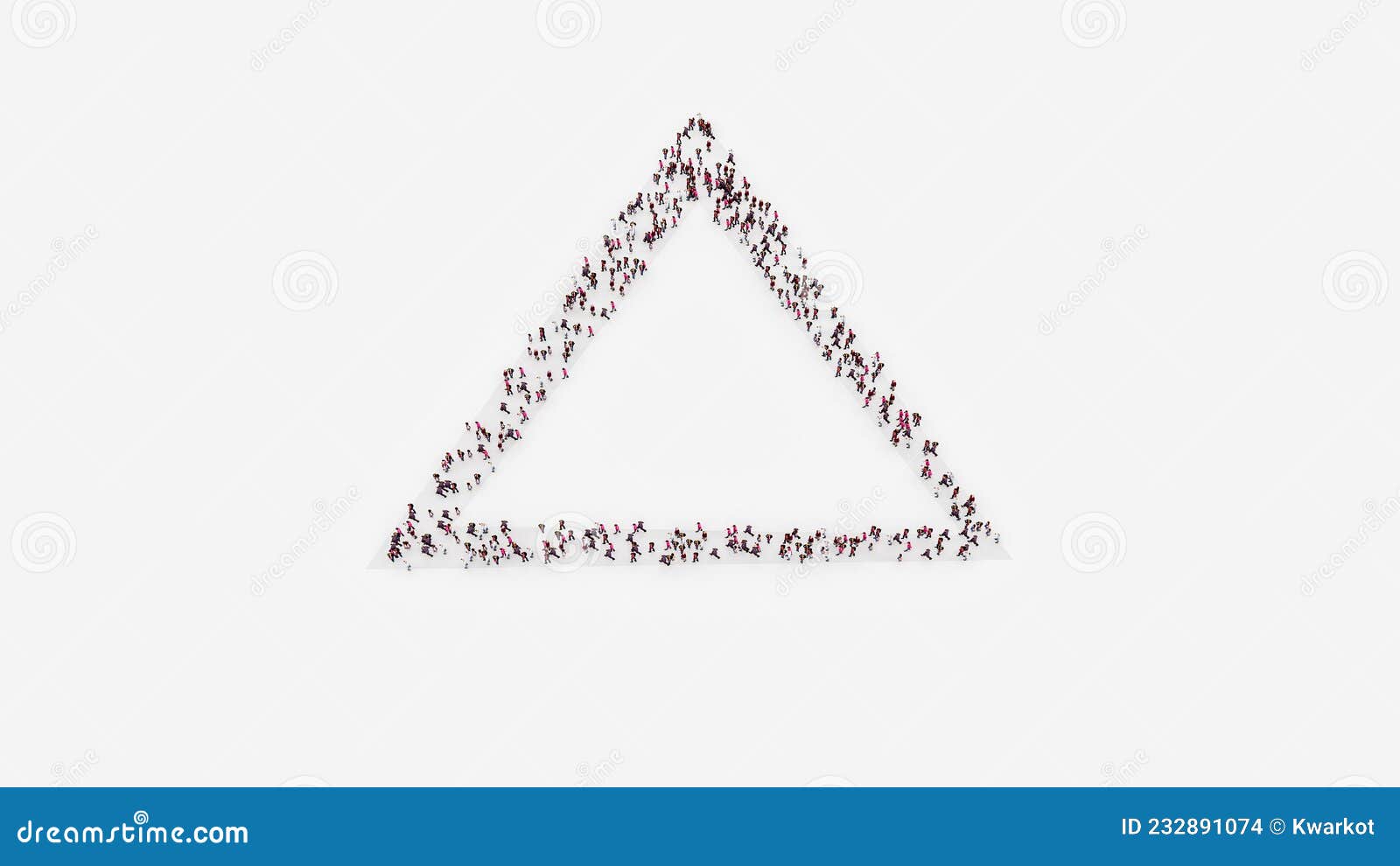Triangle Symbol Isolated Group of Different People. 3d Rendering Stock ...