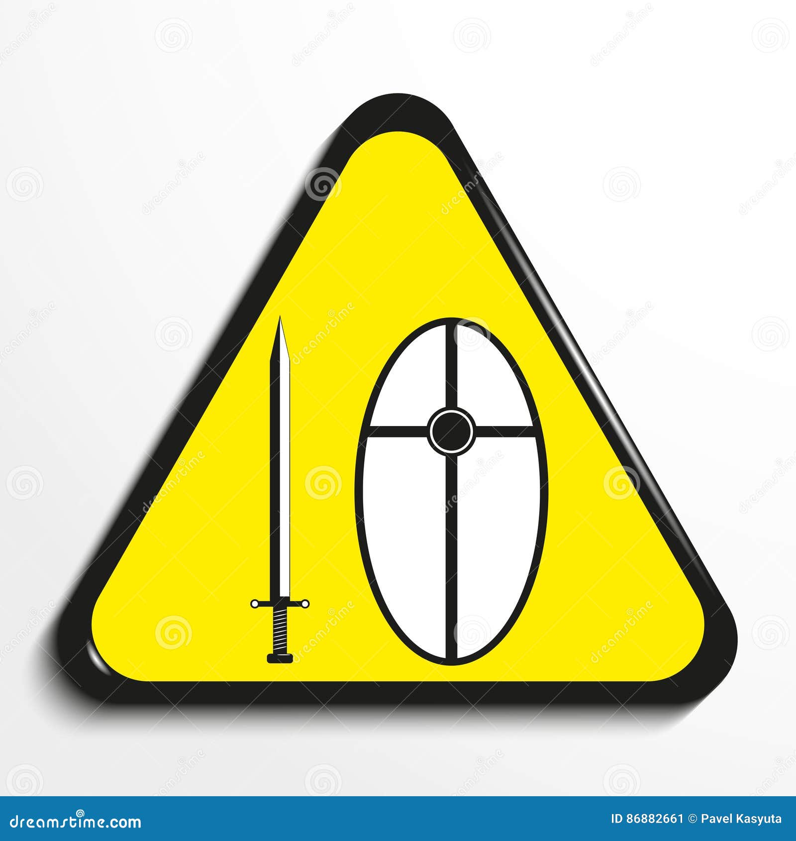 Triangle with a Symbol `sword and Shield`. Vector Illustration. Stock ...