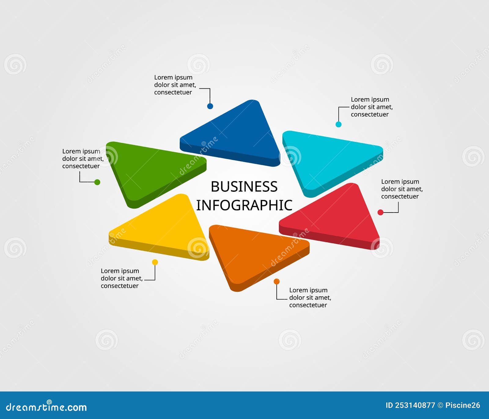 Triangle Template for Infographic for Presentation for 6 Element Stock ...