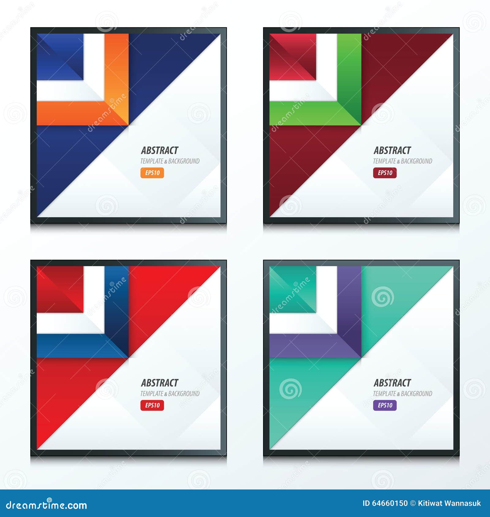 Triangle Template Vector Set 4 Item 2 Color in Style Stock Vector ...