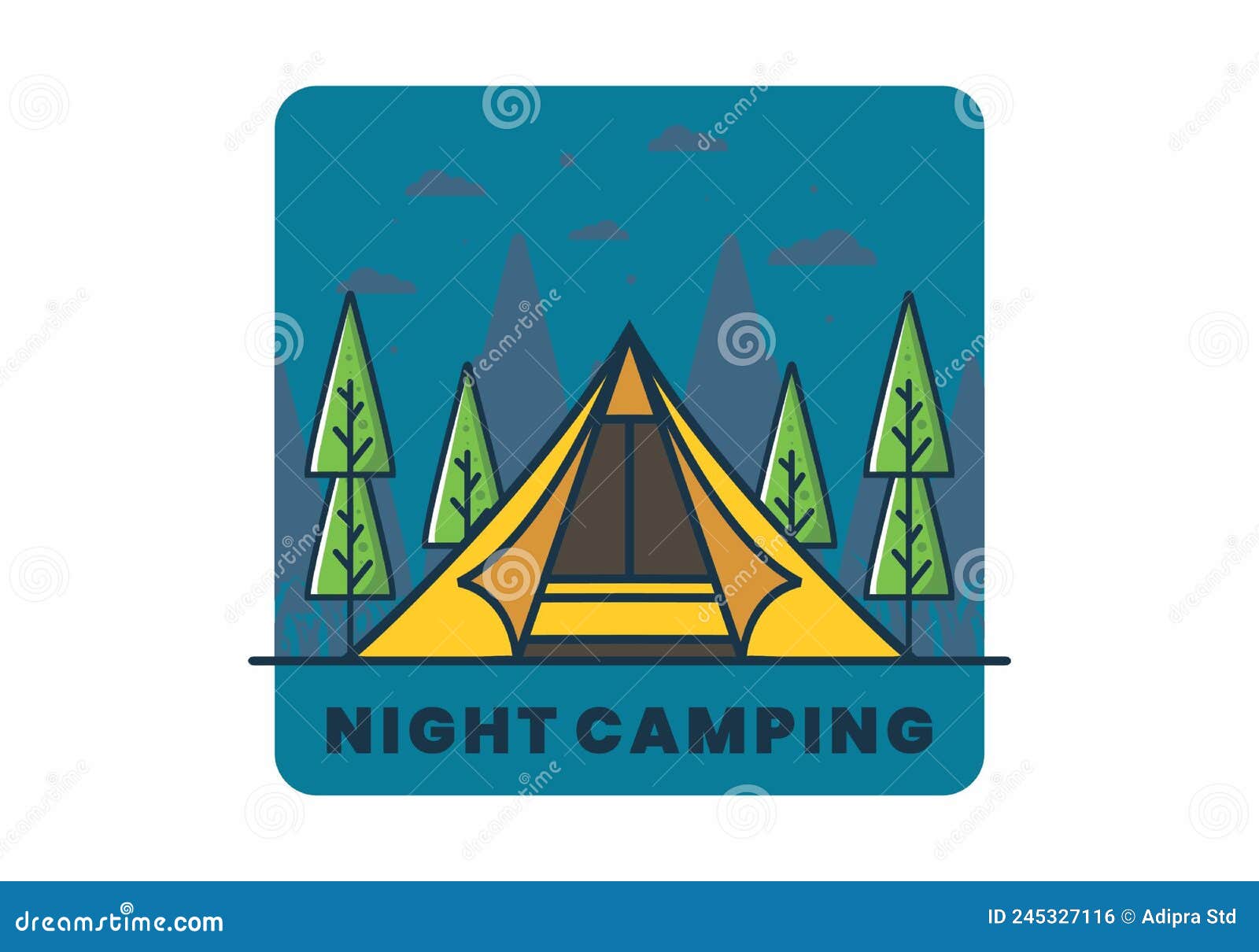 Triangle Tent Camping Flat Illustration Stock Vector - Illustration of ...