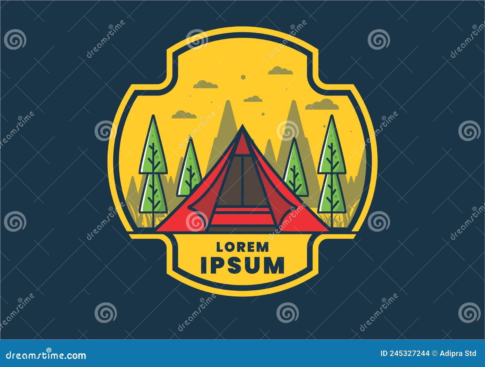 Triangle Tent Camping Flat Illustration Stock Vector - Illustration of ...