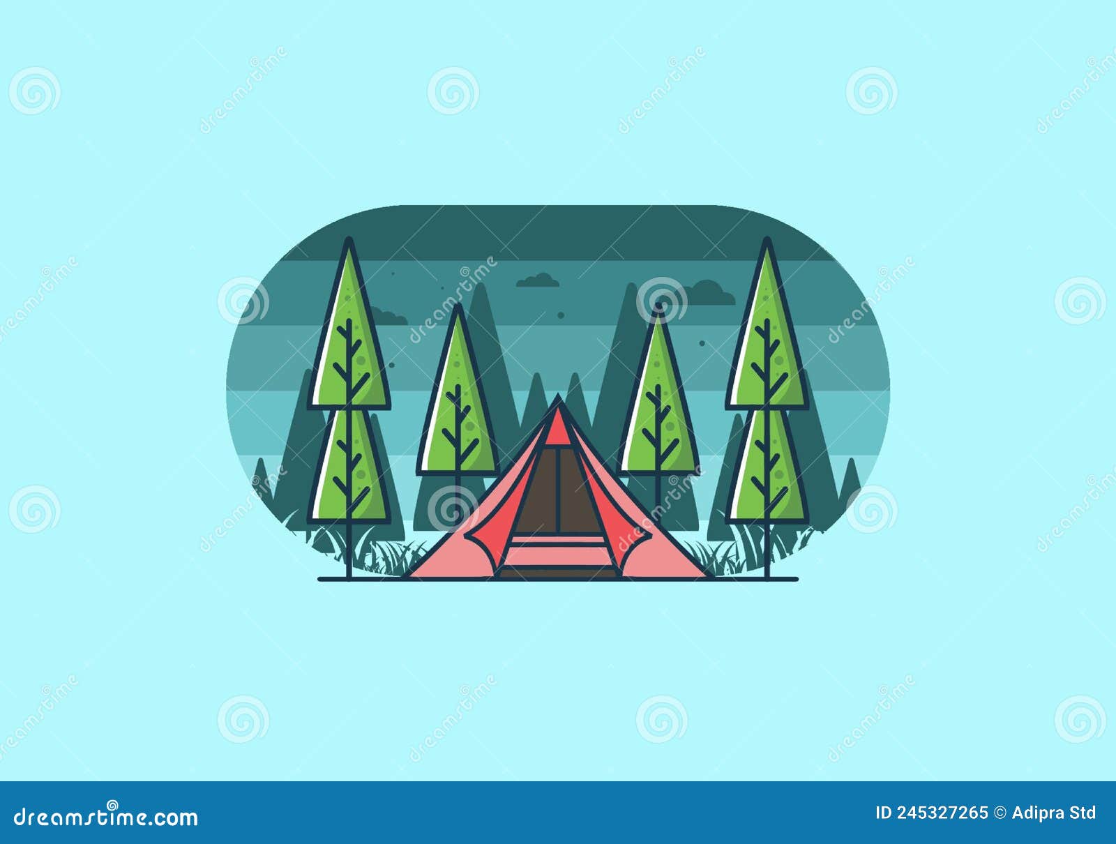 Triangle Tent Camping Flat Illustration Stock Vector - Illustration of ...