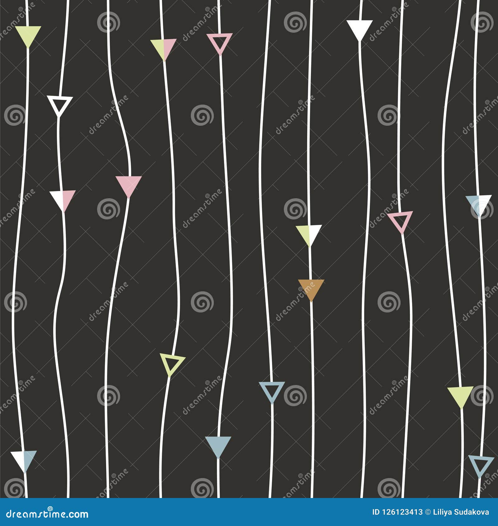 Triangle Thread Vector Seamless Pattern Abstract String Black Texture ...