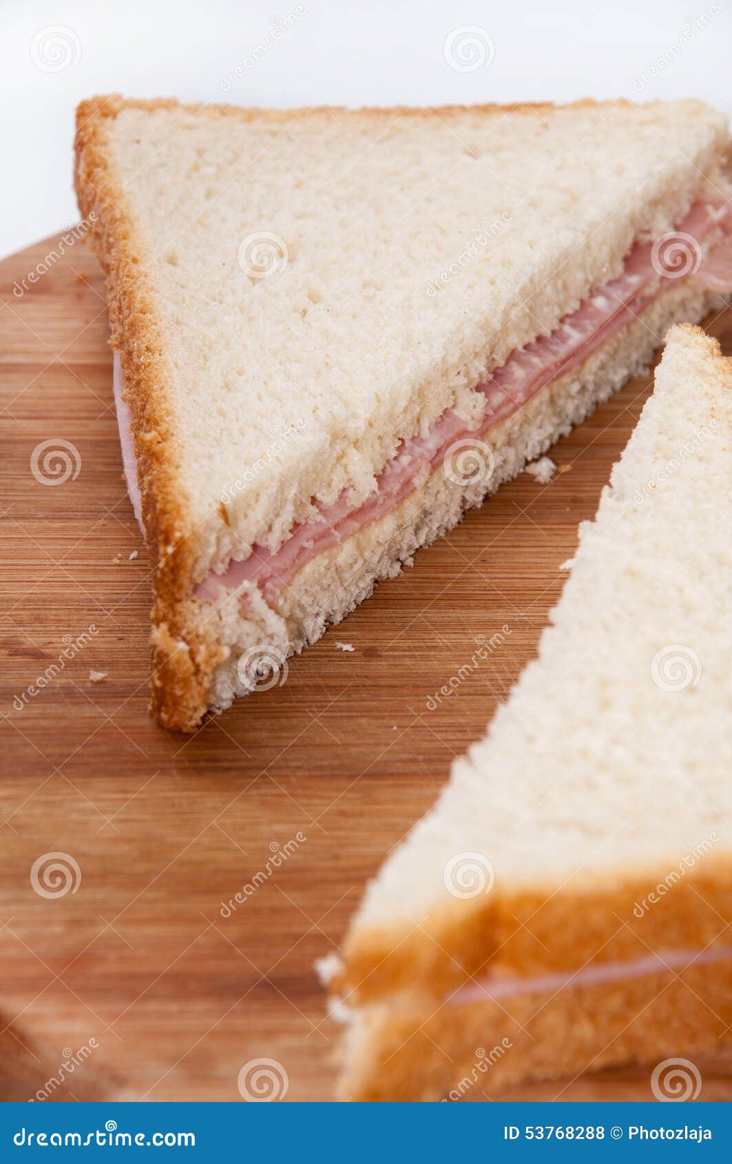 Triangle Toast Sandwiches with Ham Stock Photo - Image of fresh, crisp ...