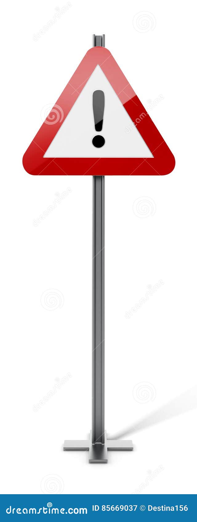 Triangle Traffic Sign With Exclamation Mark. 3D Illustration Royalty ...