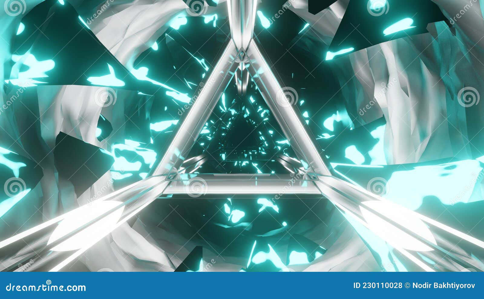 Triangle Tunnel in a Cave 3D Rendering Stock Illustration ...