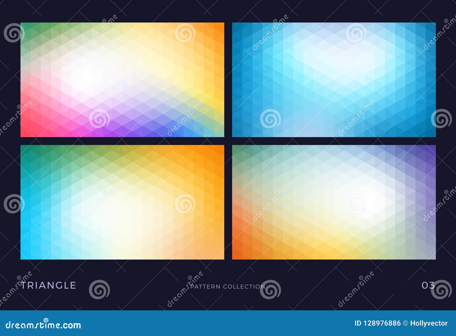Triangle Vector Mosaic Backgrounds Set, Colorful Abstract Polygon ...