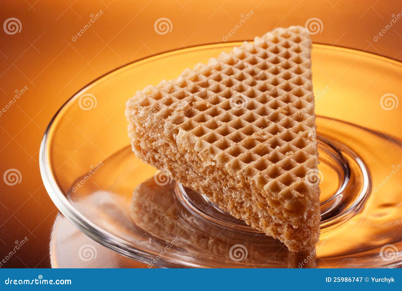 Triangle Wafer Cookie on Glass Plate Stock Image - Image of calories ...