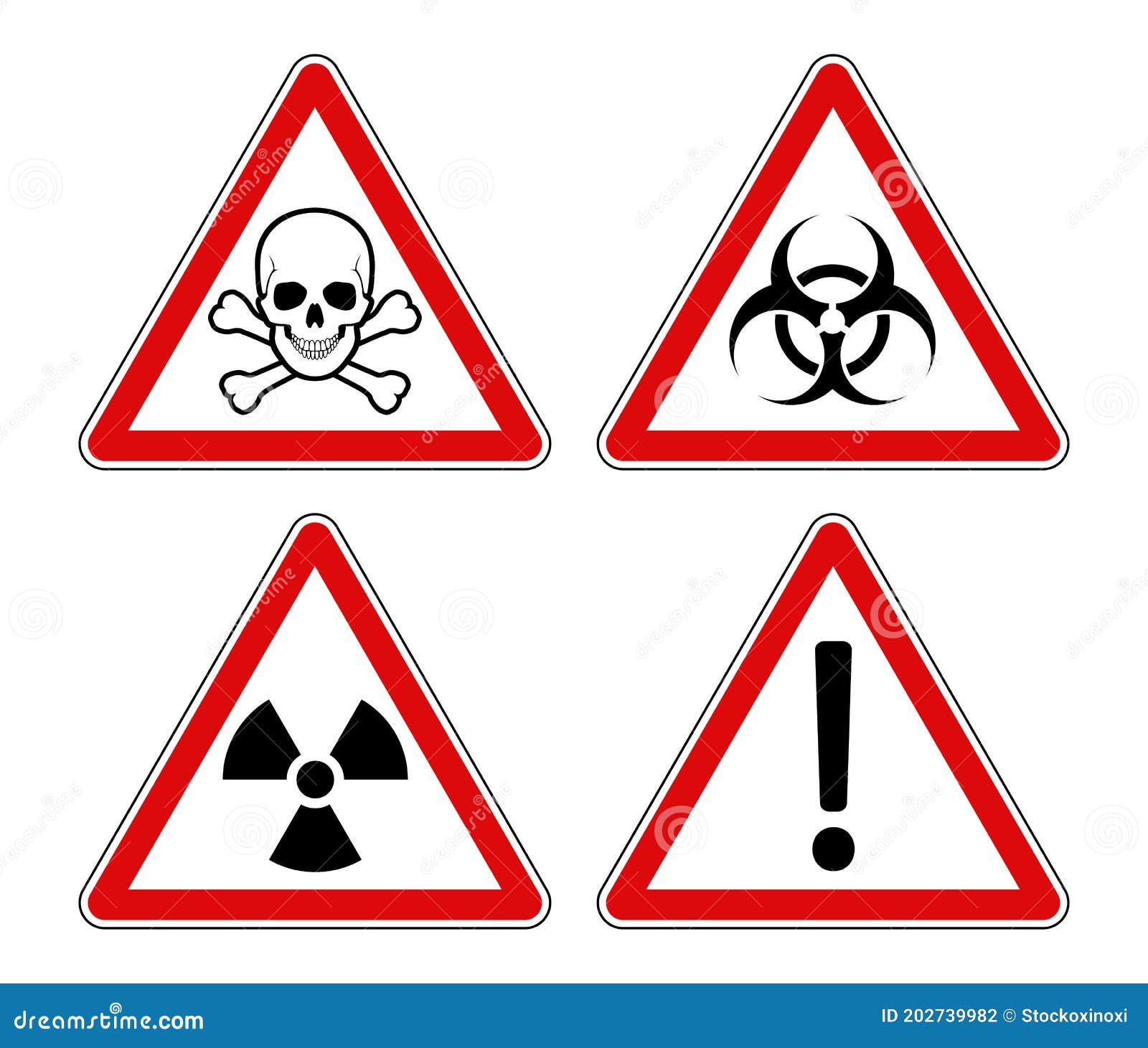 Triangle Warning and Danger Signs Red Frame Stock Vector - Illustration ...
