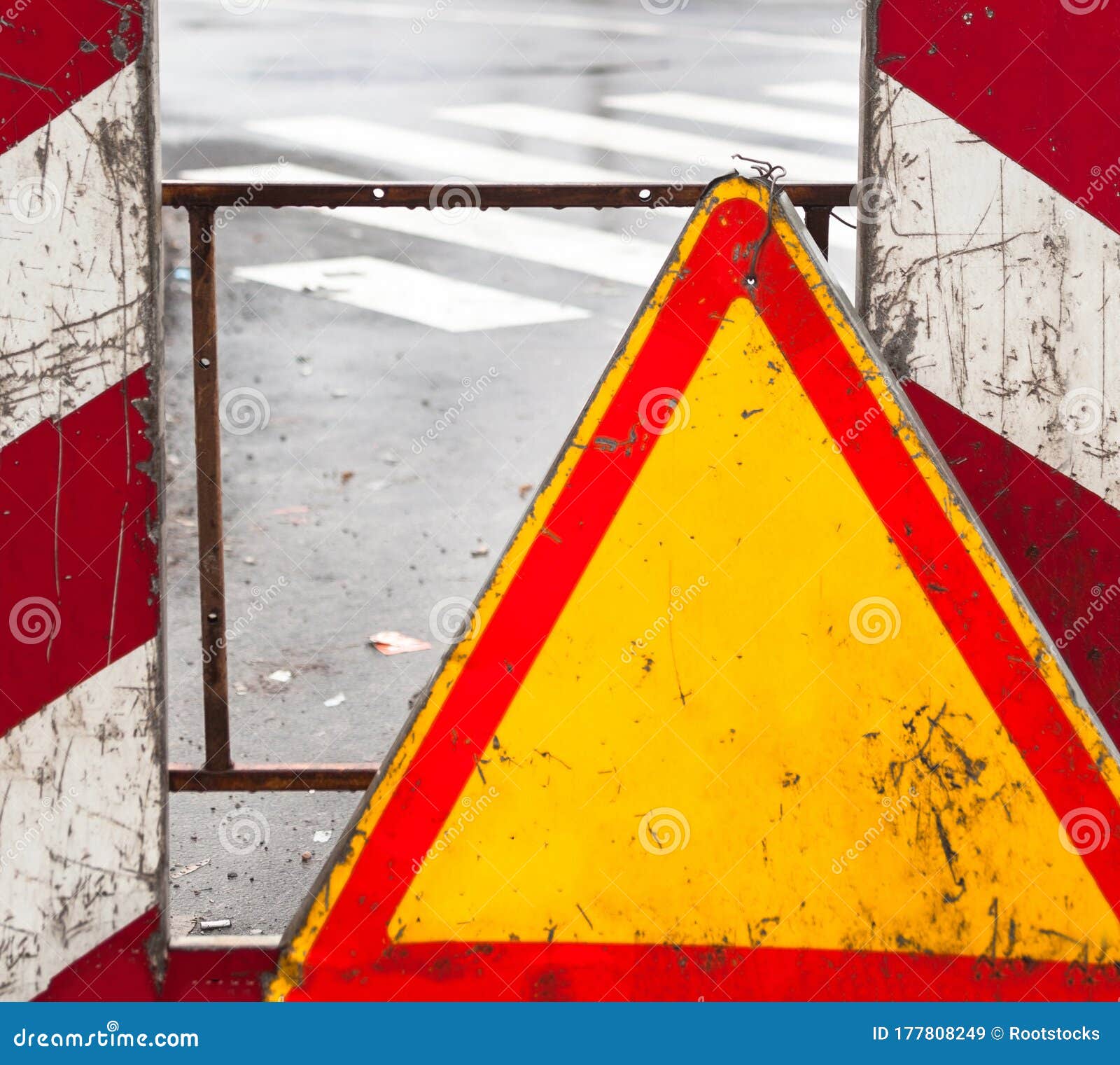Triangle warning sign stock image. Image of construction - 177808249