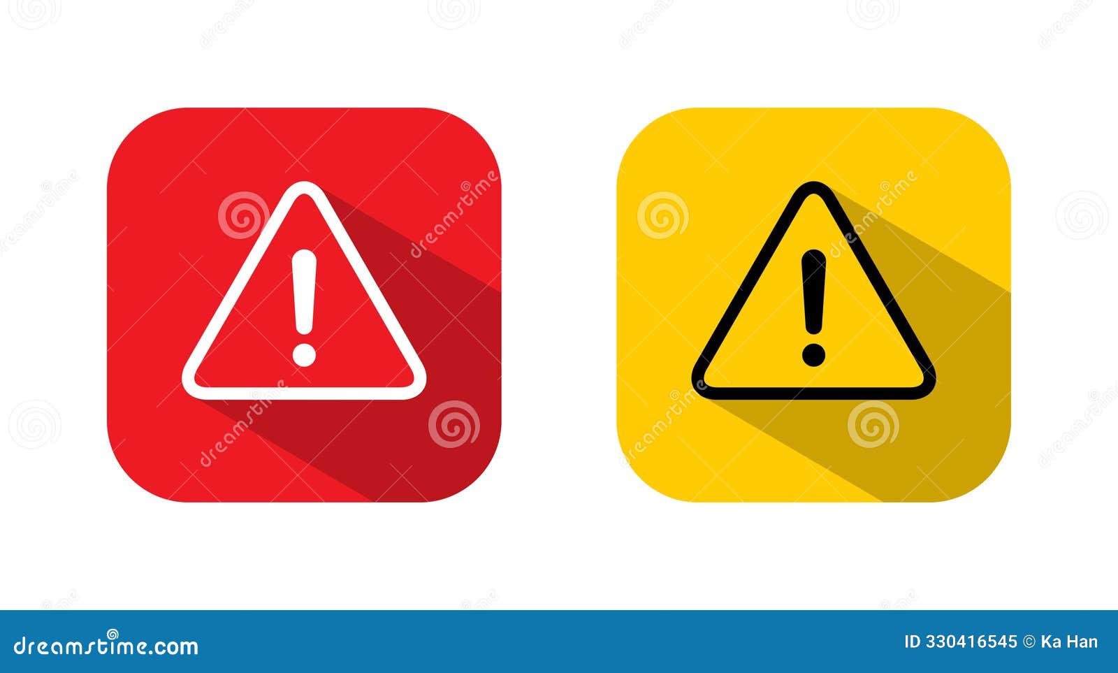 Triangle Warning Sign Icon with Long Shadow. Danger, Caution Symbol ...