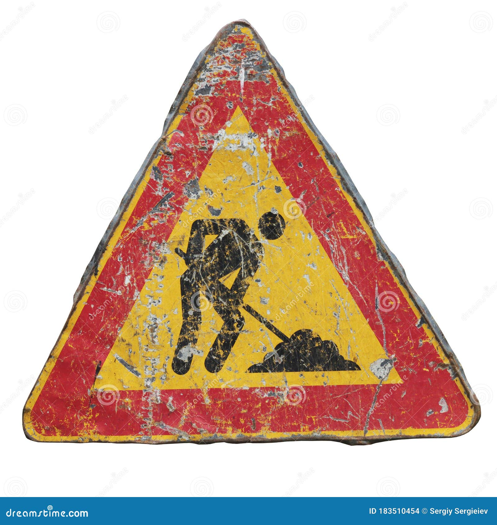 Triangle Warning Sign Isolated Road Works Stock Photo - Image of ...