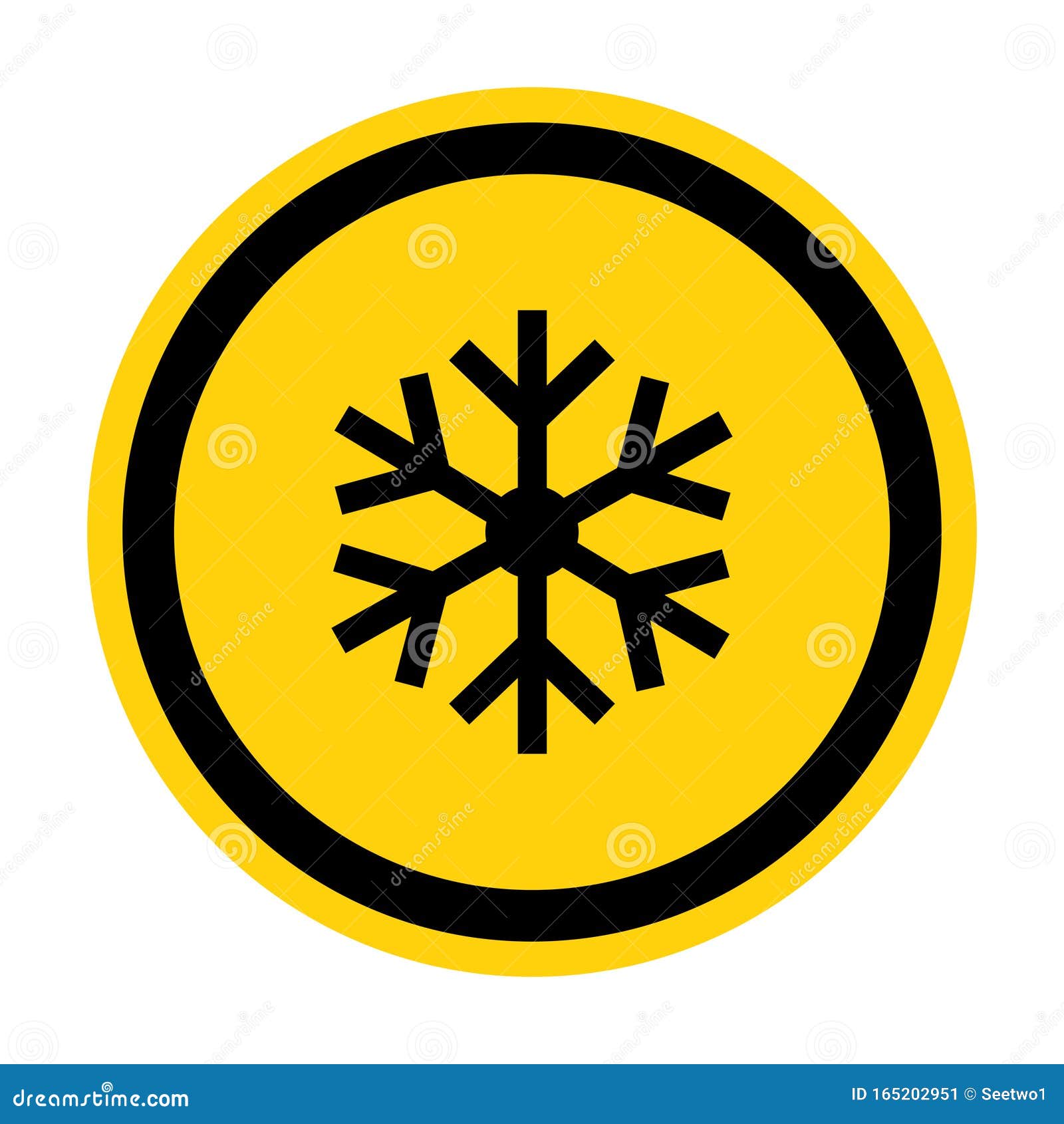 Triangle Warning Sign with Snowflake Symbol Isolate on White Background ...