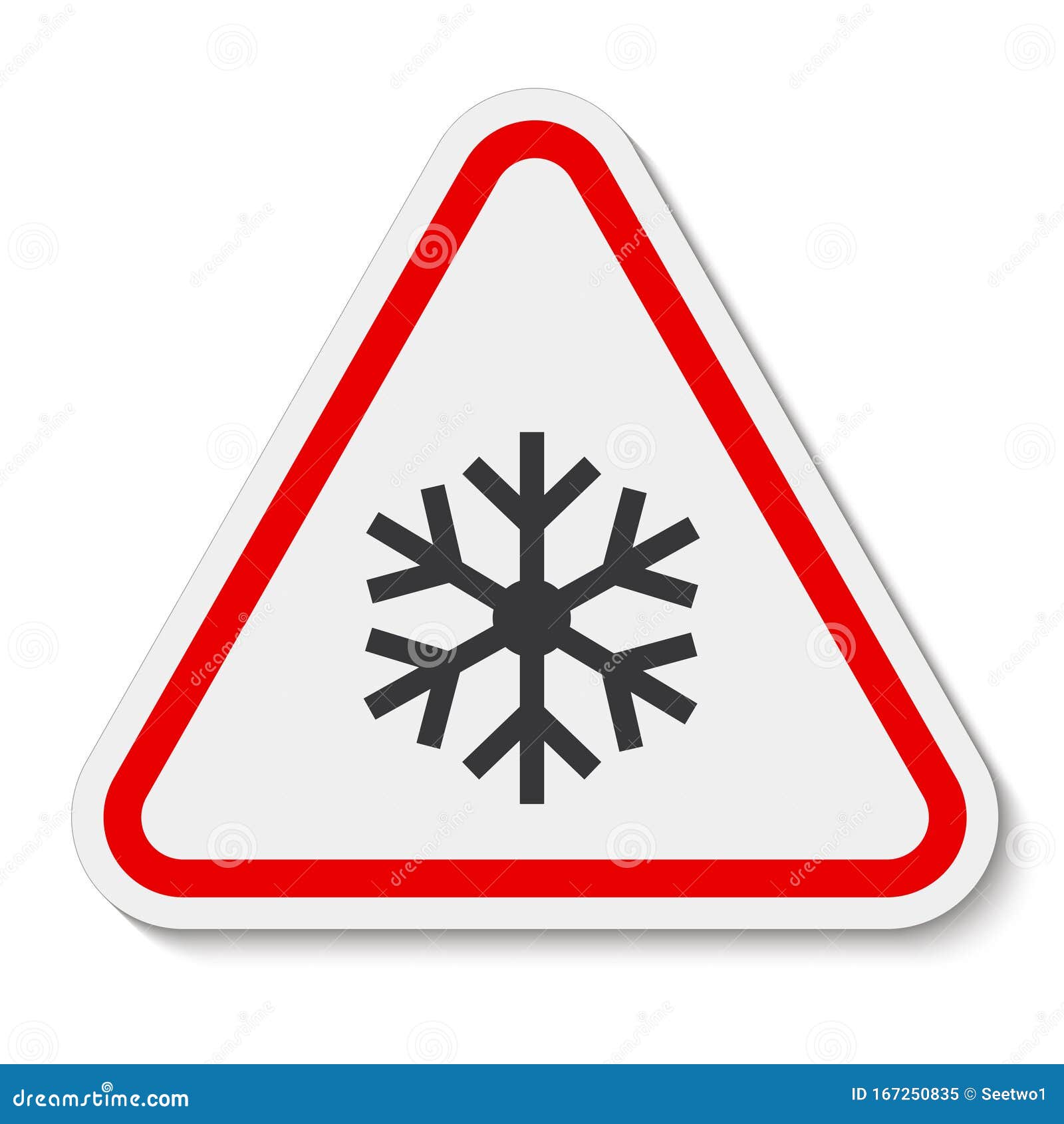 Triangle Warning Sign with Snowflake Symbol Isolate on White Background ...