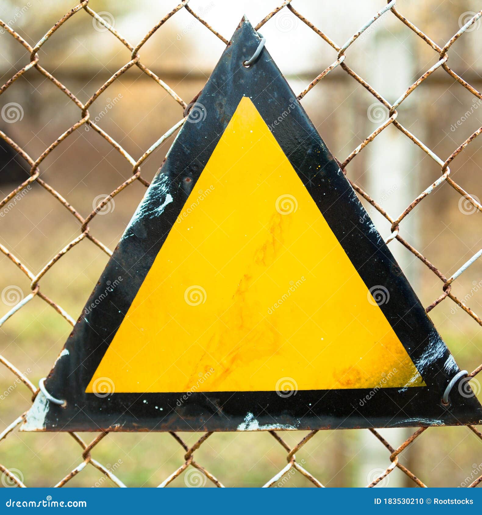 Triangle warning sign stock photo. Image of fence, caution - 183530210