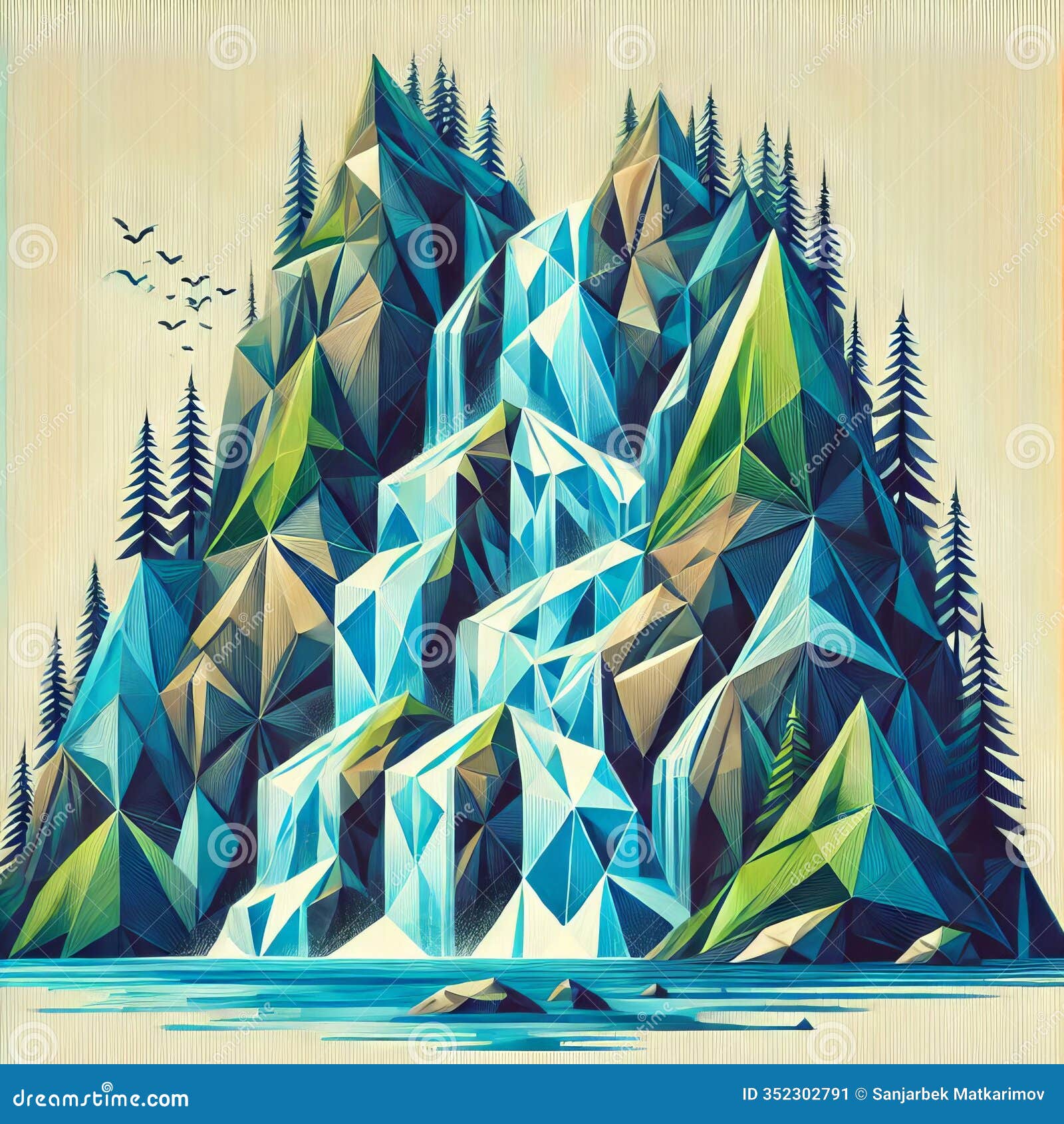 Triangle Waterfall a Stylized Illustration of a Waterfall Constr Stock ...