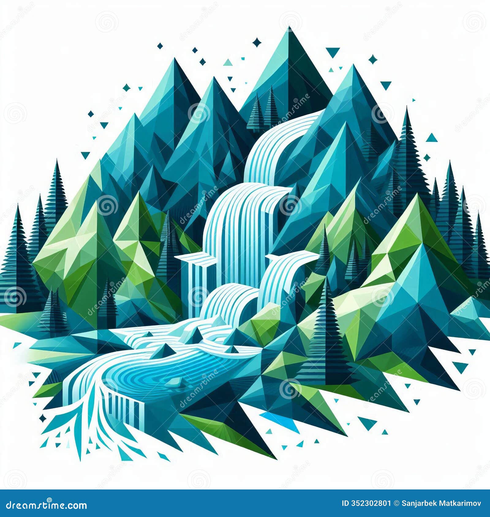 Triangle Waterfall a Stylized Illustration of a Waterfall Constr Stock ...