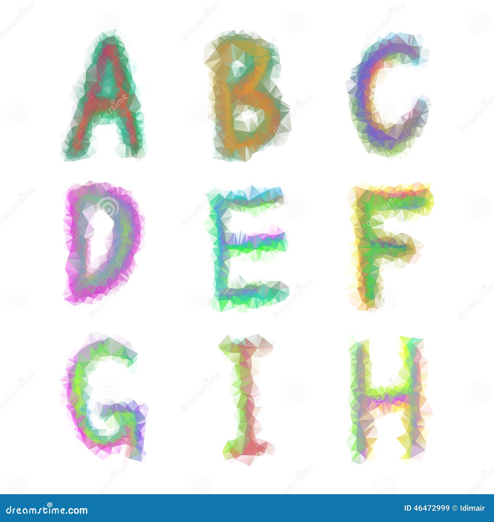 Triangles Alphabet Letters. Vector Stock Vector - Illustration of ...