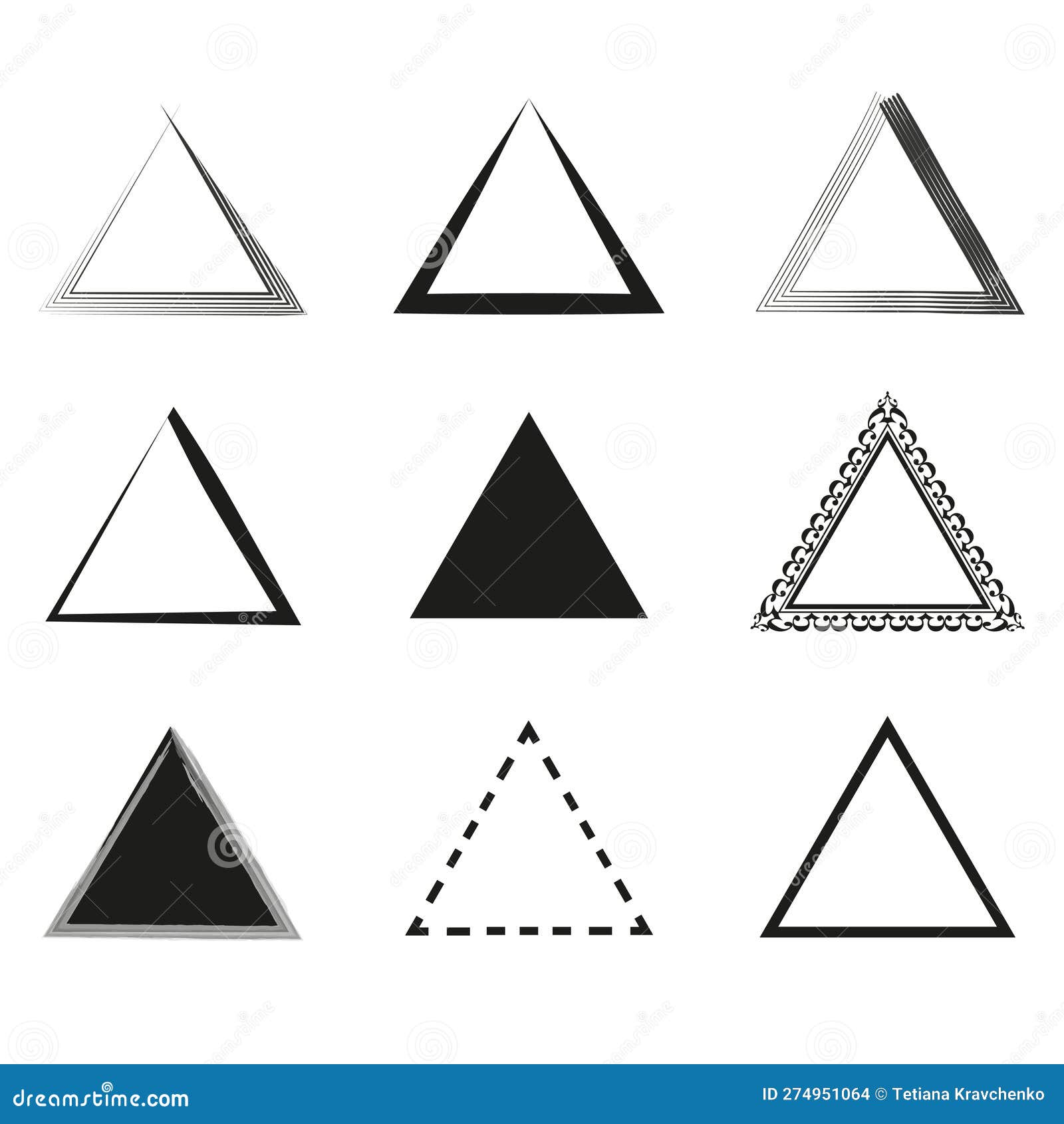 Triangles Brush in Line Art Style. Geometric Shape. Vector Illustration ...