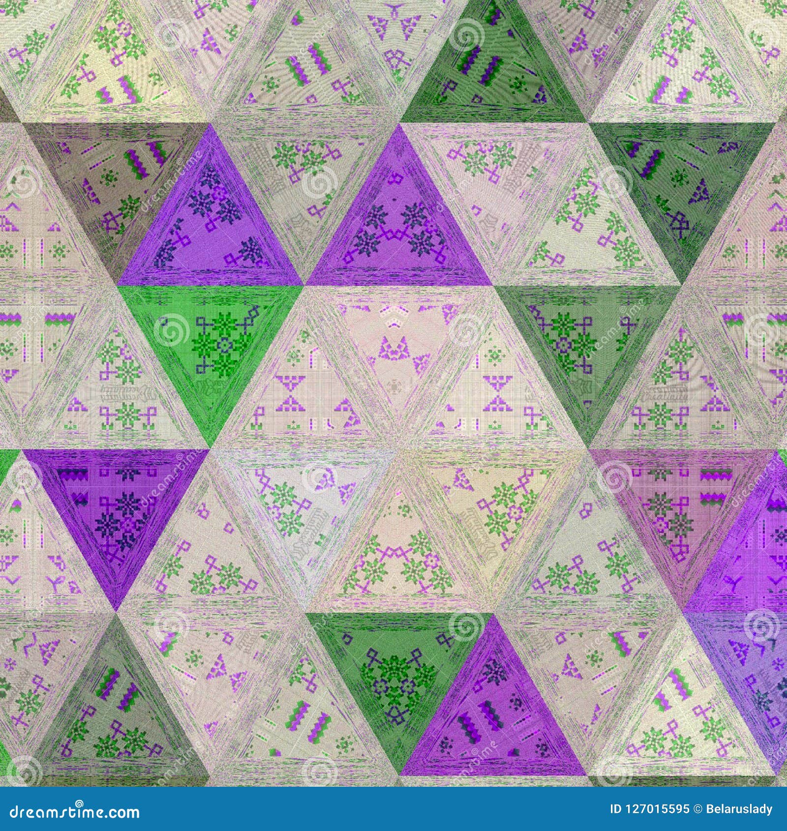 Triangles Continuous Background with Violet and Green Colors on White ...