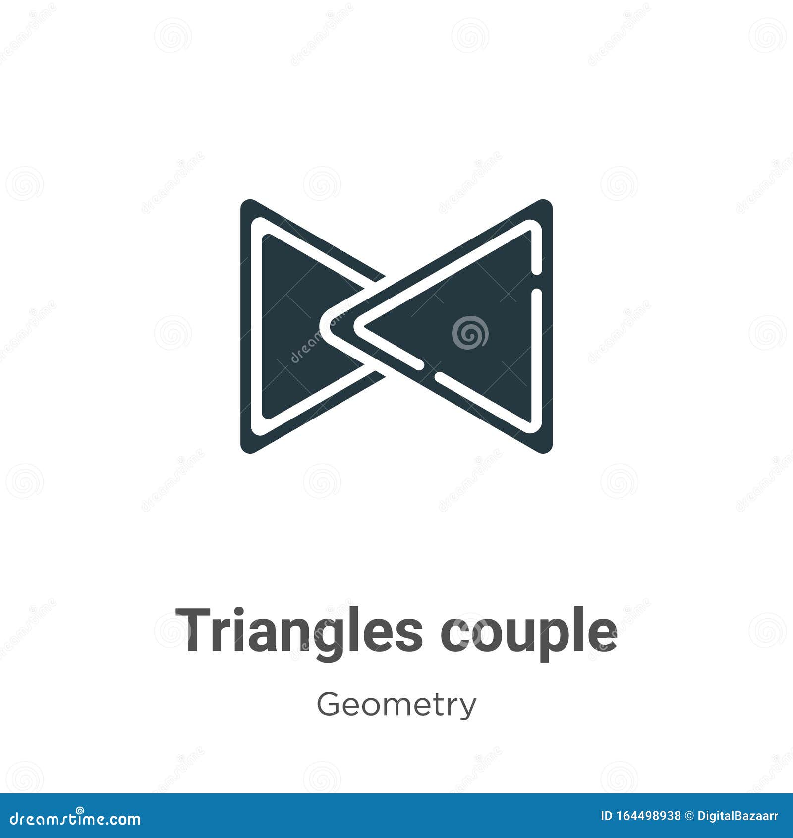 Triangles Couple Vector Icon on White Background. Flat Vector Triangles ...
