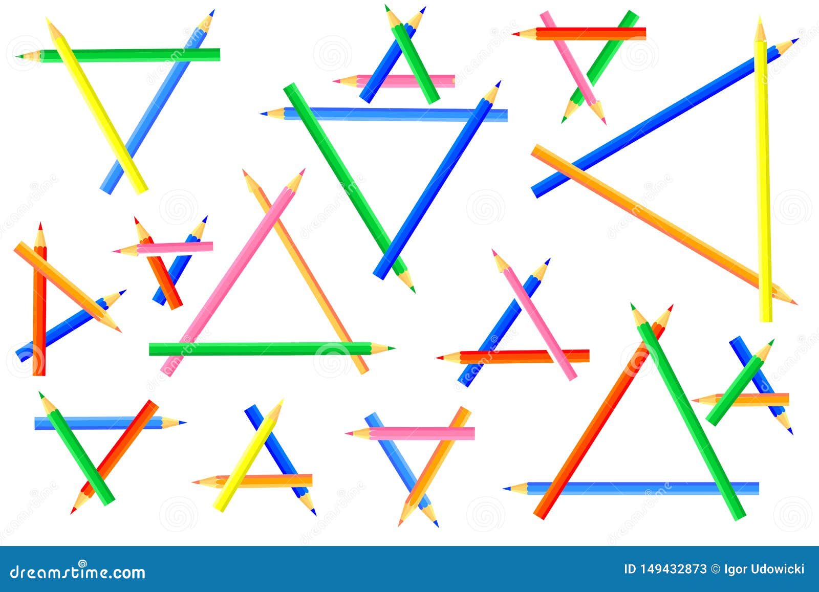Triangles, Created from Colored Pencils. Stock Vector - Illustration of ...