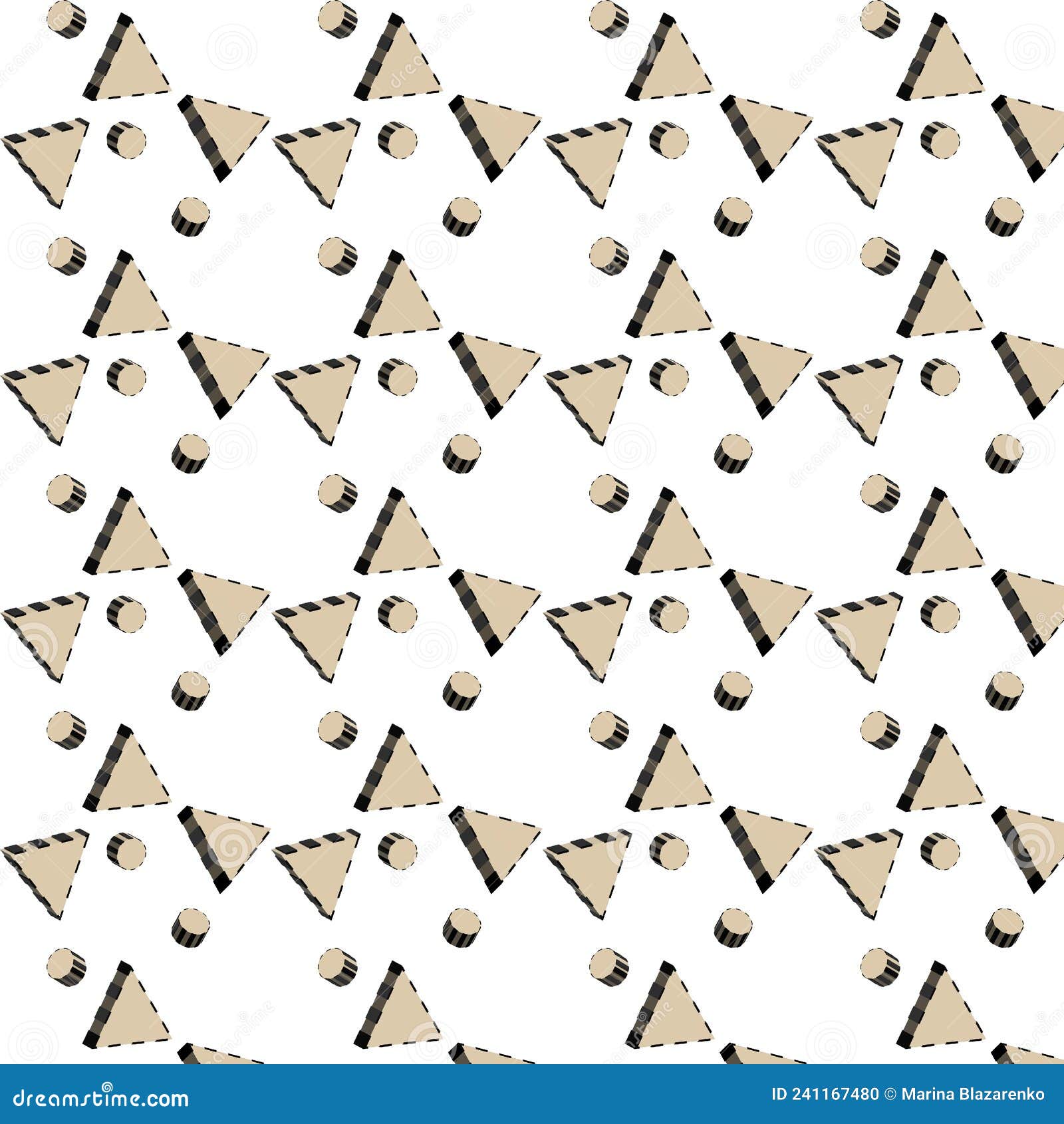 Triangles and Cylinders of Beige Color on a White Background.3d. Stock ...