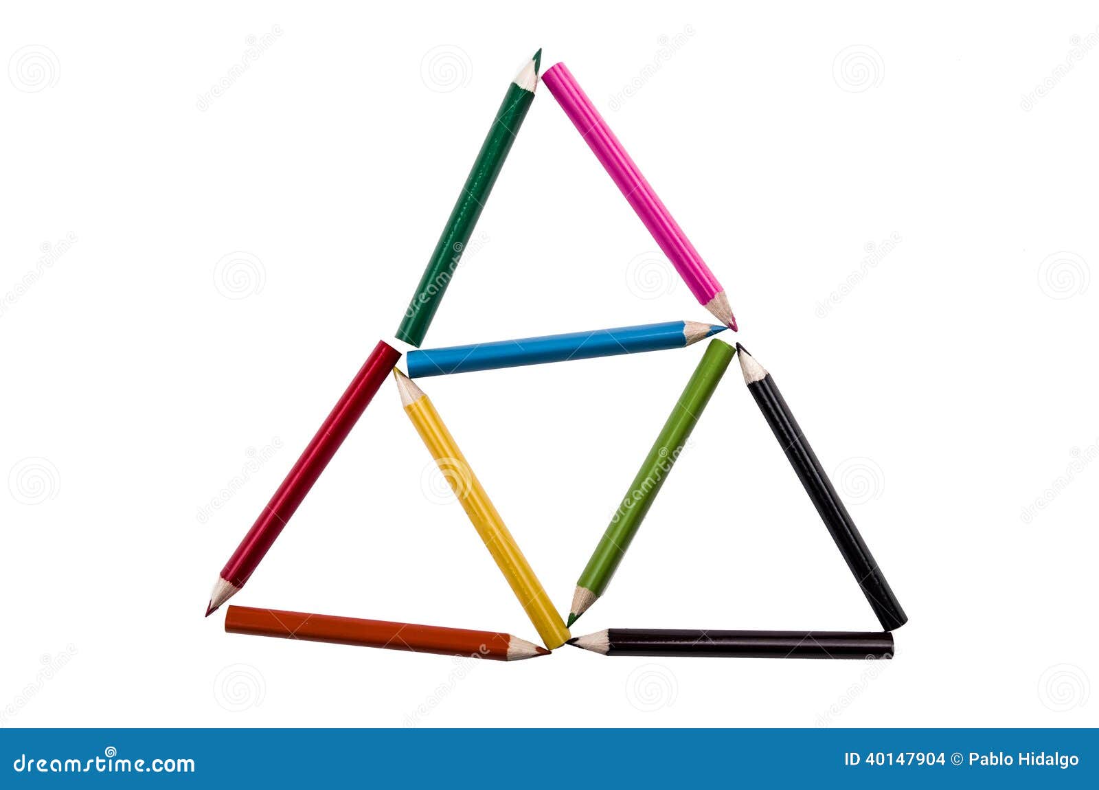 Triangles De Couleurs De Crayon Sur Un Backgroiund Blanc Photo stock ...
