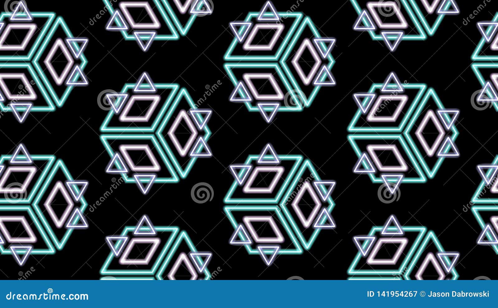Triangles Diamonds and Cubes in a Pattern on Black Stock Illustration ...