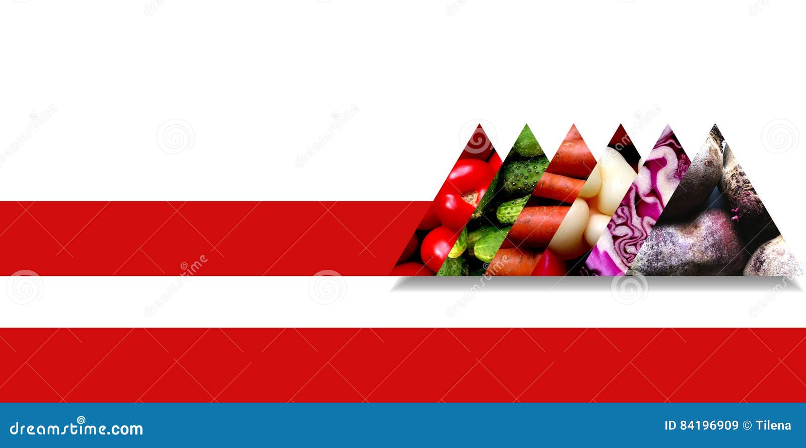 Triangles Filled with Vegetables and Bound by a Red Ribbon Stock Image ...