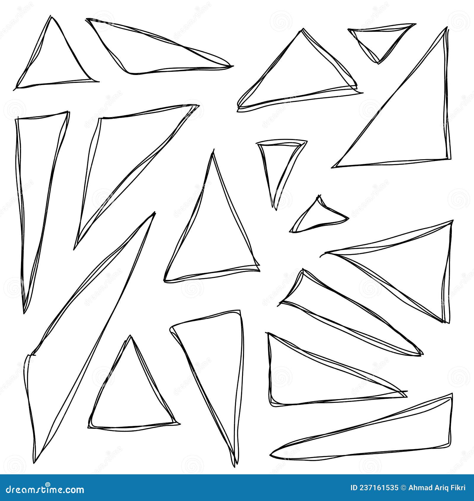 Triangles. Hand Drawn Shapes. Doodle Style Stock Vector - Illustration ...