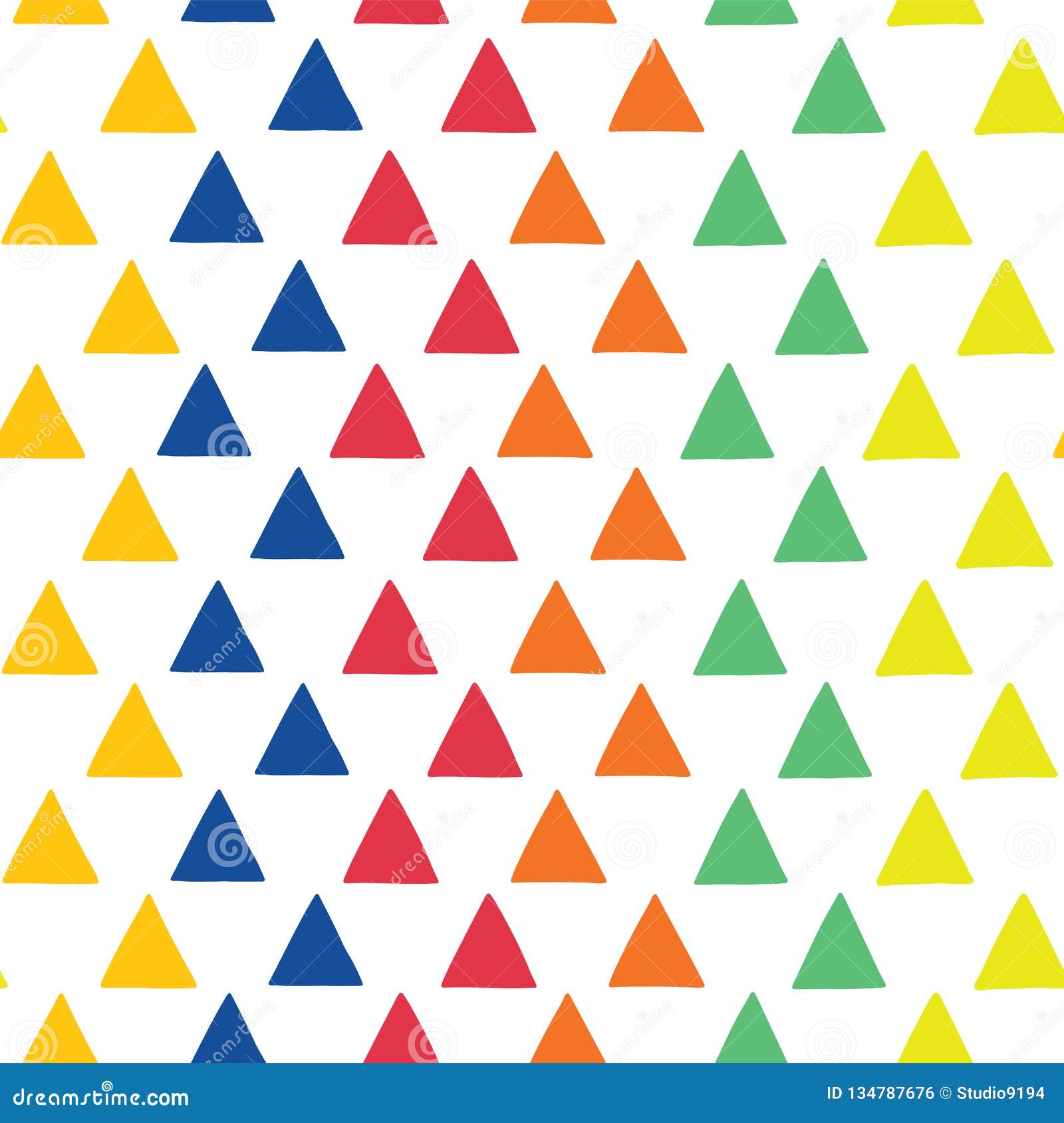 Triangles Hand-drawn Vector Seamless Pattern. Geometric Shape Pattern ...