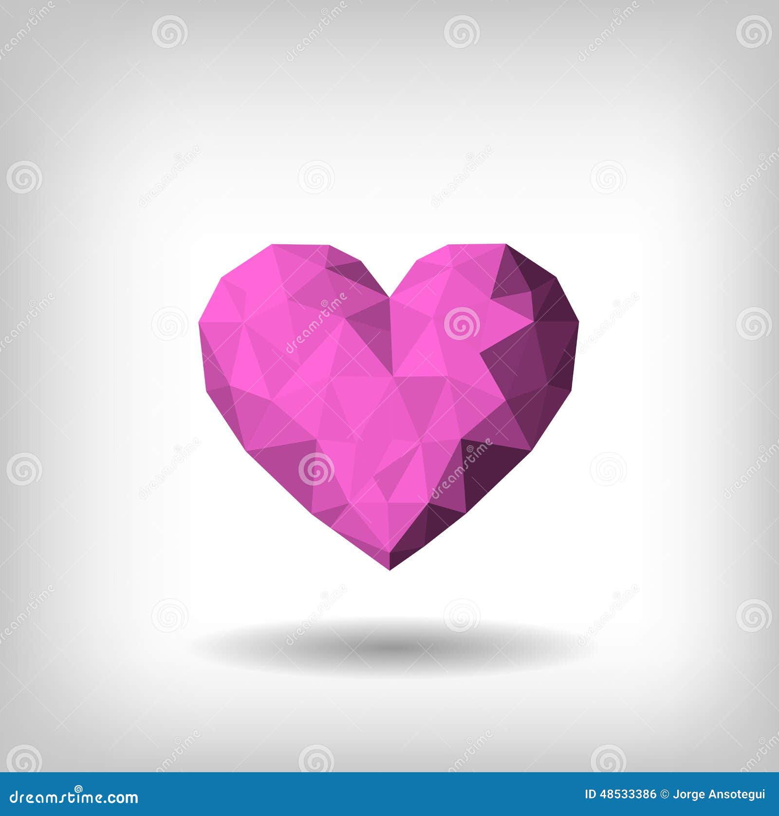 Triangles Heart Isolated. Poligonal Pink Heart Stock Vector ...