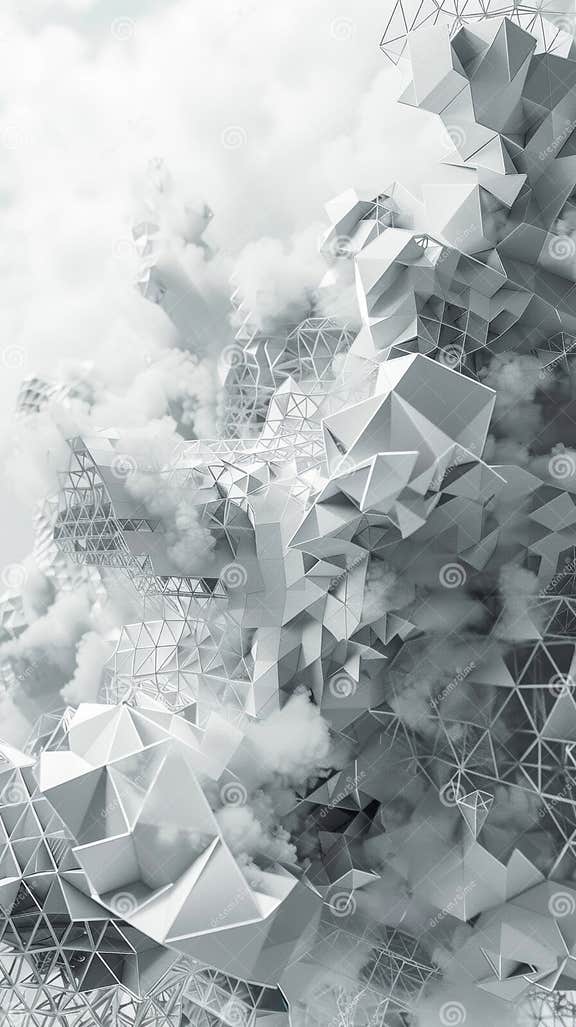 Triangles and Hexagons Intertwine To Create a Complex Geometric Cloud ...