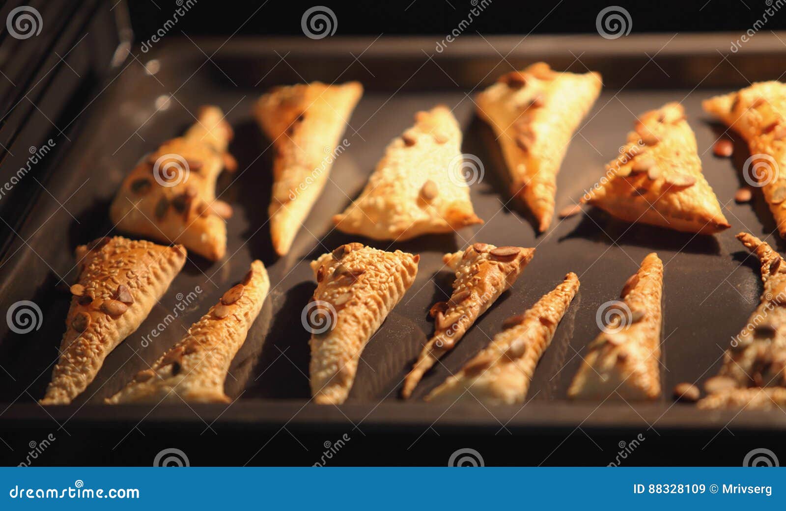 Triangles of Puff Pastry Inside Oven Stock Image - Image of oven ...