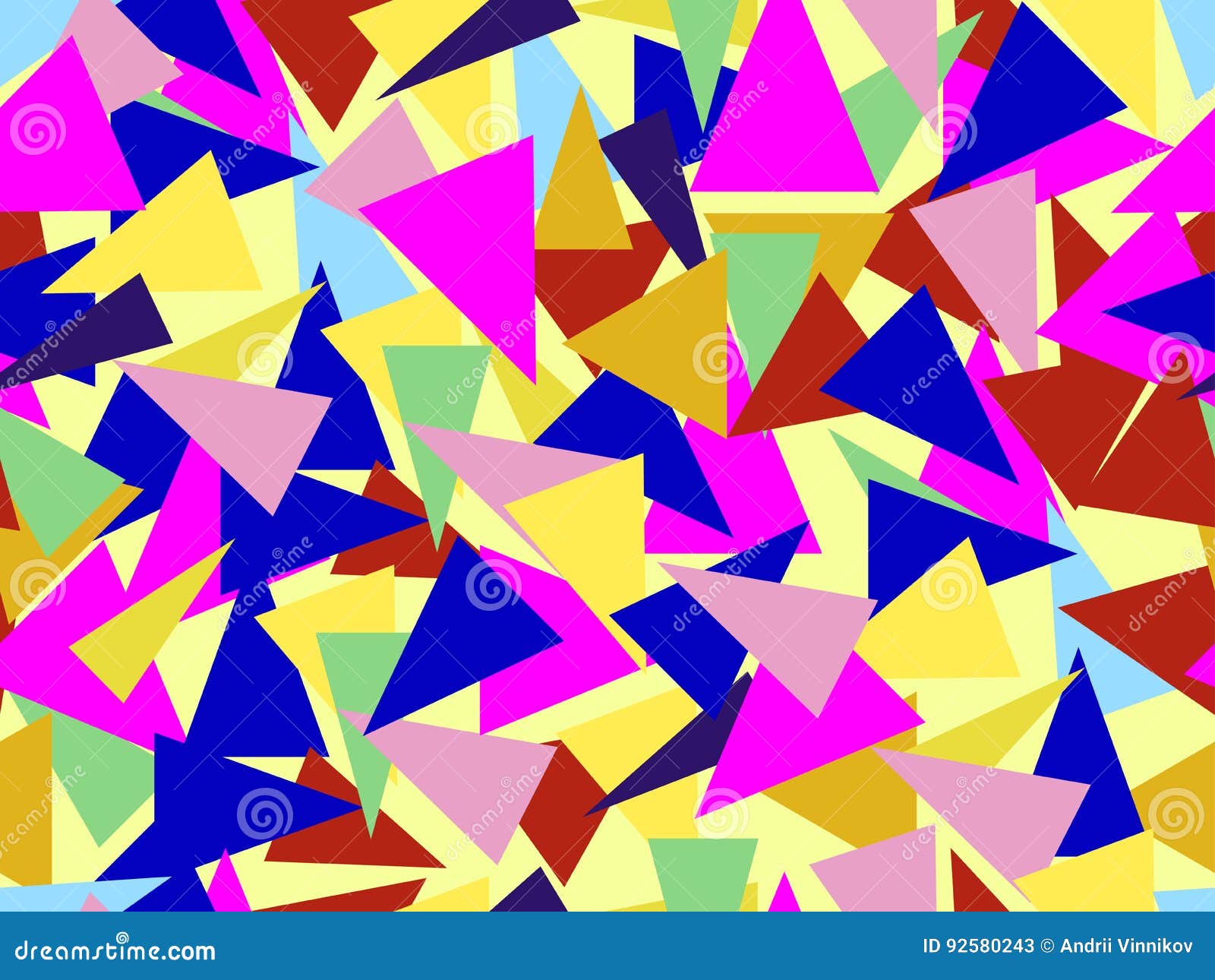 Triangles Seamless Pattern in the Style of the 80s. Vector Stock Vector ...