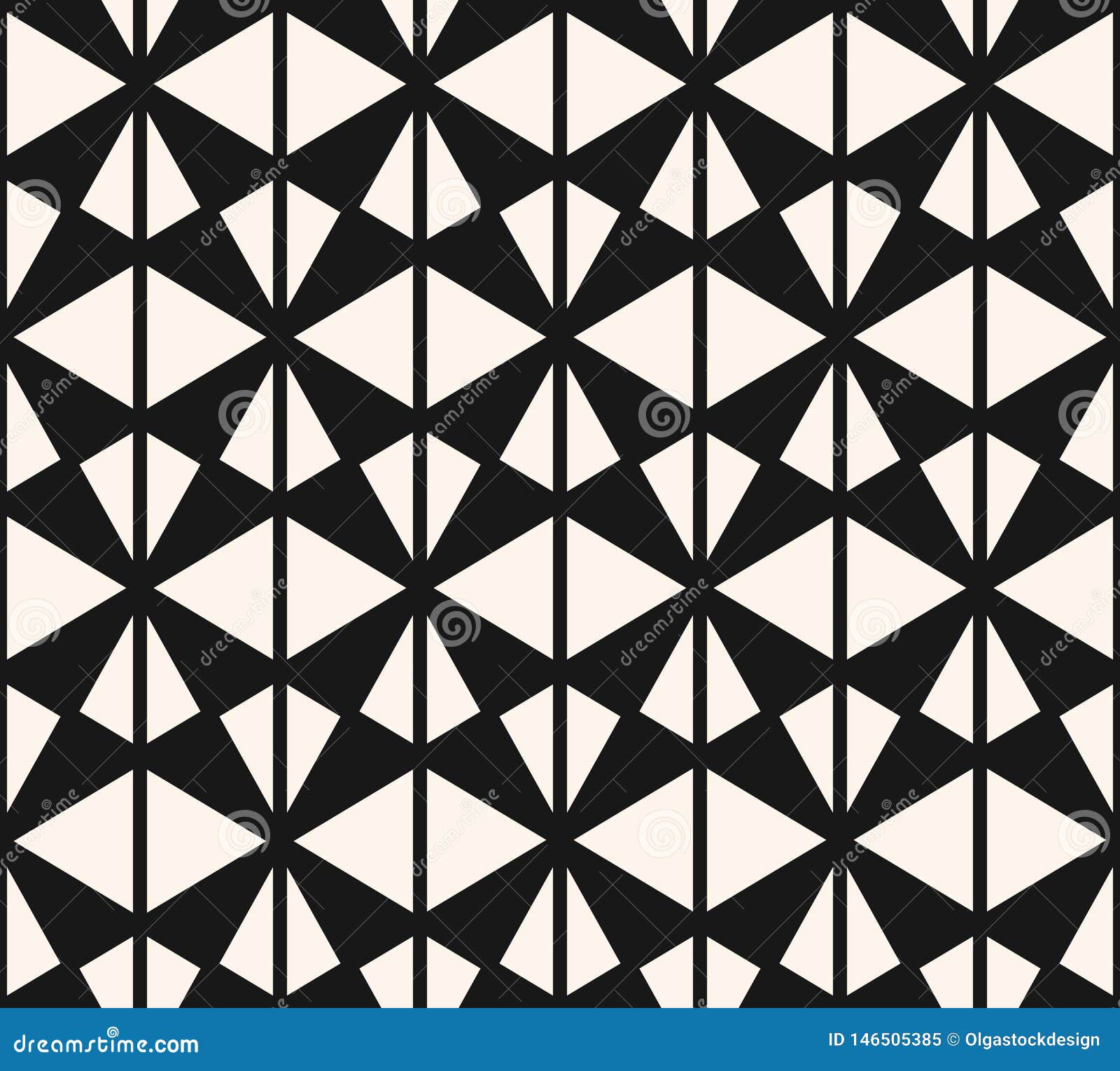 Triangles Seamless Pattern. Vector Abstract Black and White Geometric Texture Stock Vector ...