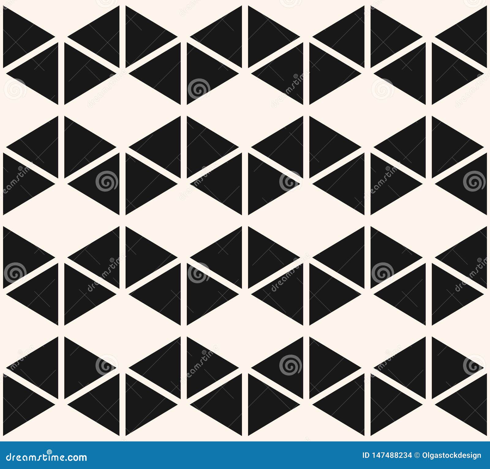 Triangles Seamless Pattern. Vector Abstract Black and White Geometric Texture Stock Vector ...