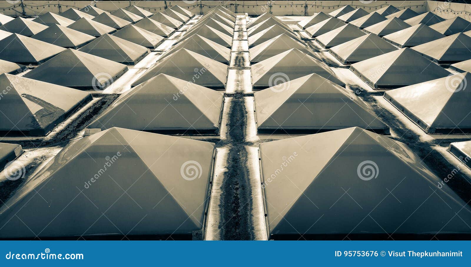 Triangles skylight roof. stock photo. Image of abstract - 95753676