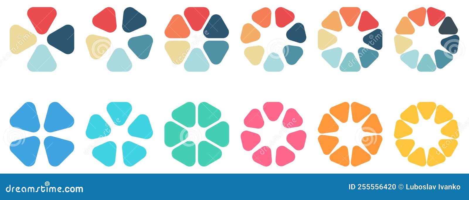 Triangles with Slightly Rounded Vertices Forming Circle, Version with ...