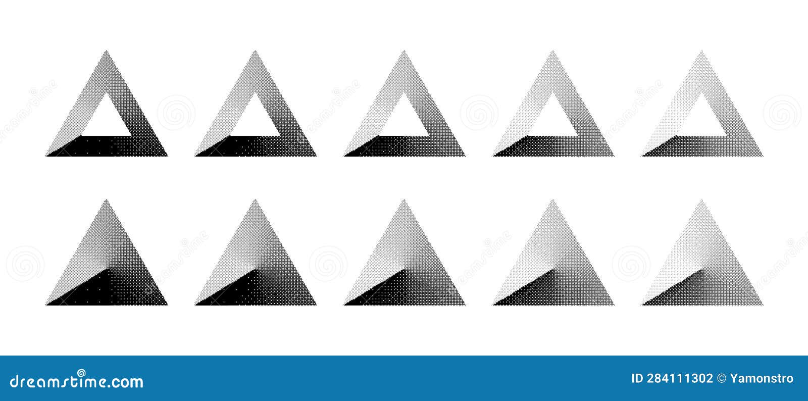 Triangles Various Density of Bitmap Dither Clockwise Gradient Isolated on White Stock Vector ...