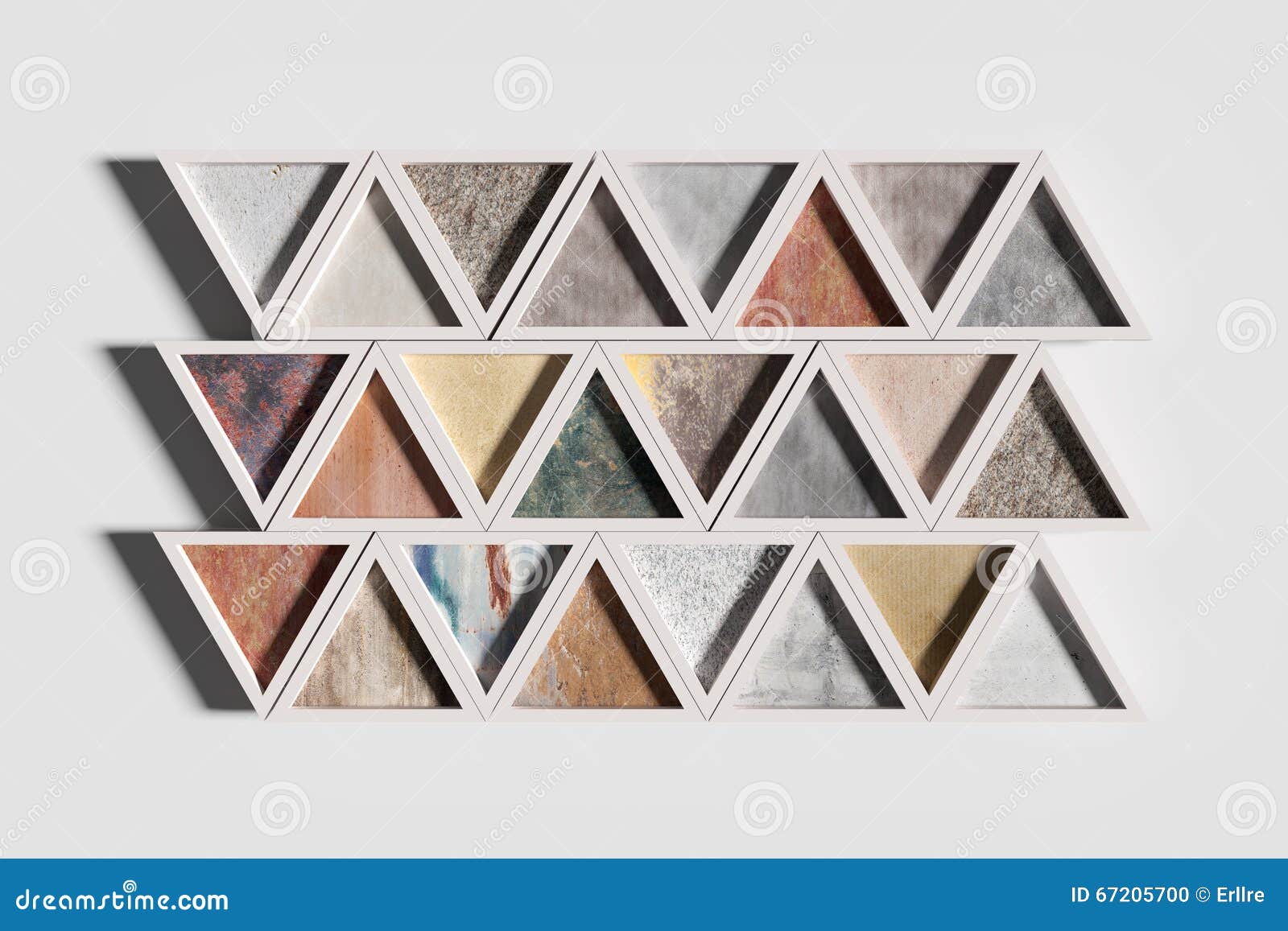 Triangoli Dei Materiali Differenti Nei Telai Bianchi Illustrazione di ...